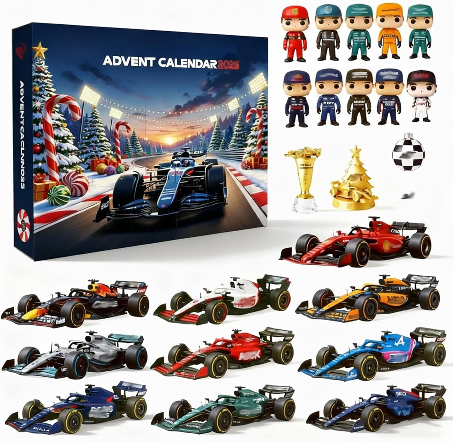 Racing Advent Calendar 2025, 24 Days Christmas Countdown with 2D ...