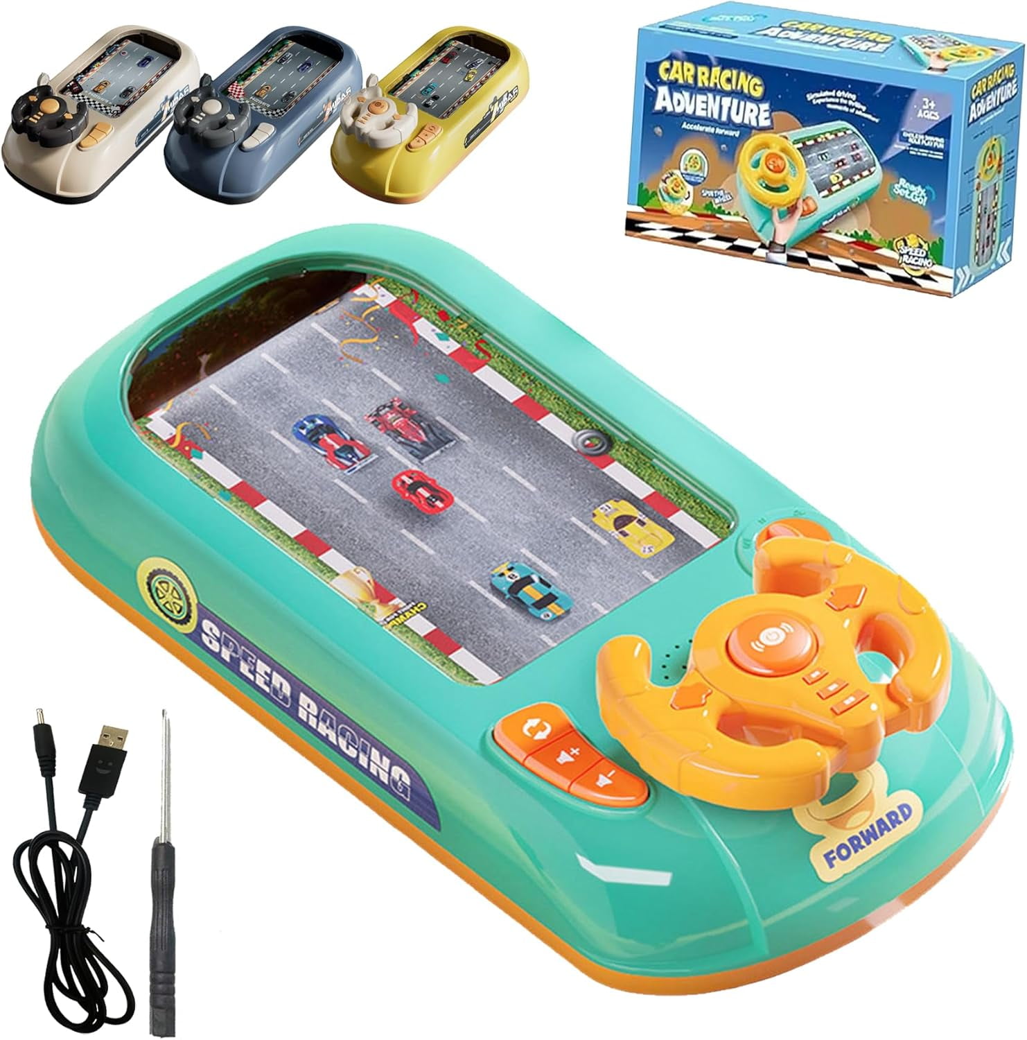 Racing Adventure Car Steering Wheel, 2025 Upgrade 200 Levels, Musical ...