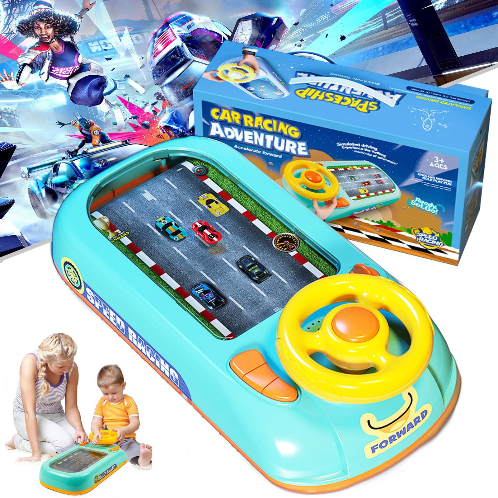 Racing Adventure Car Steering Wheel, Car Racing Adventure Toy with ...