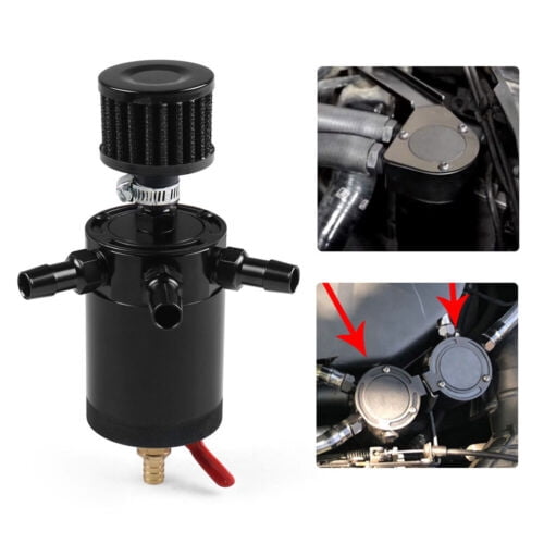 Racing Aluminum 3-Port Oil Catch Can Tank Reservoir Breather Filter ...