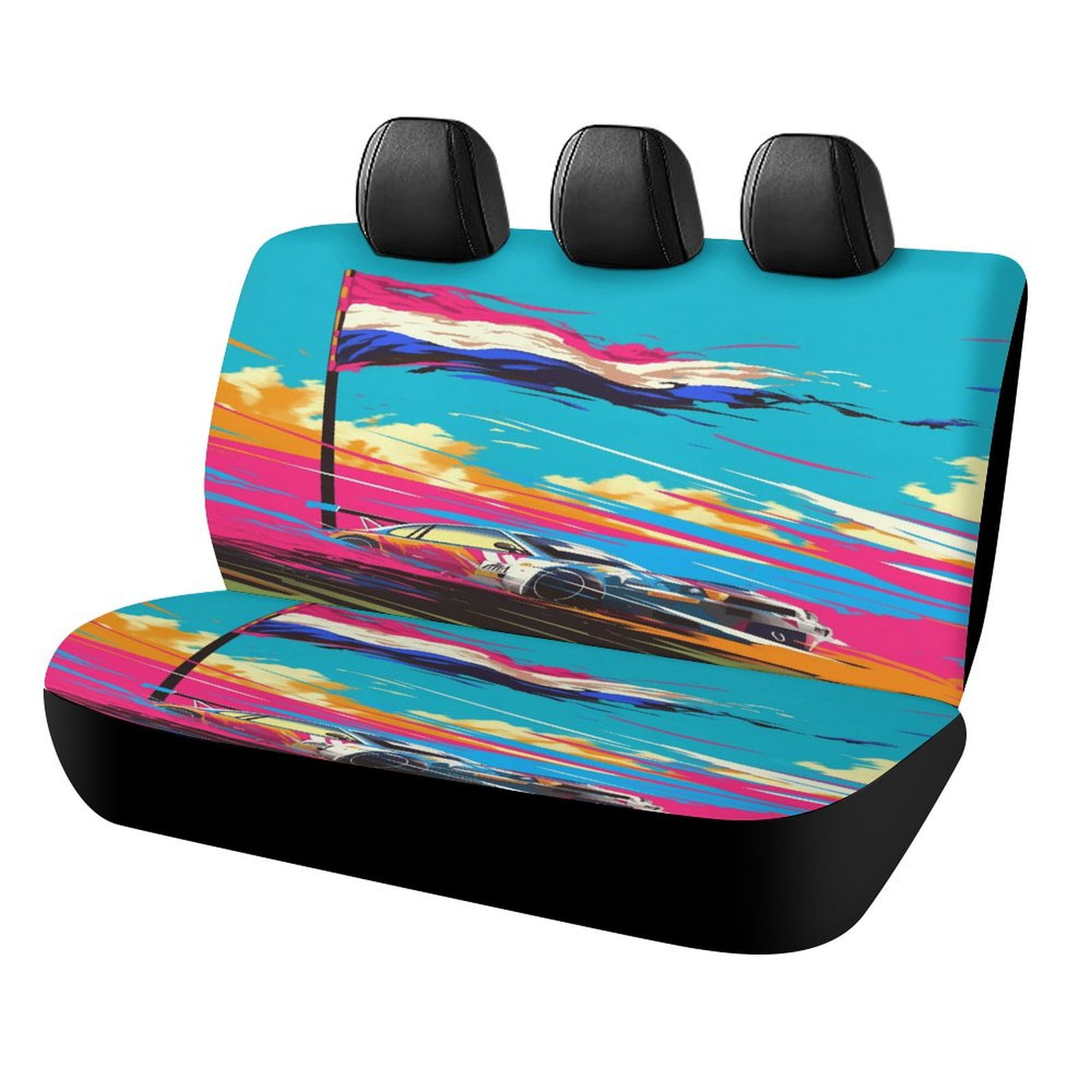Racing And Flag Rear Seat Covers, Car Backseat Protector, Universal ...