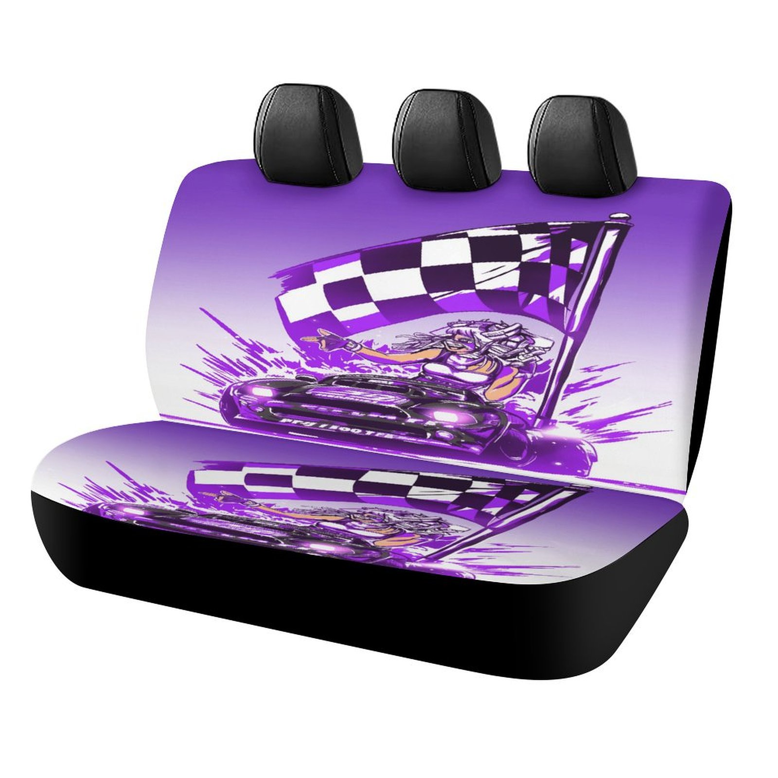 Racing And Flag Rear Seat Covers, Car Backseat Protector, Universal ...