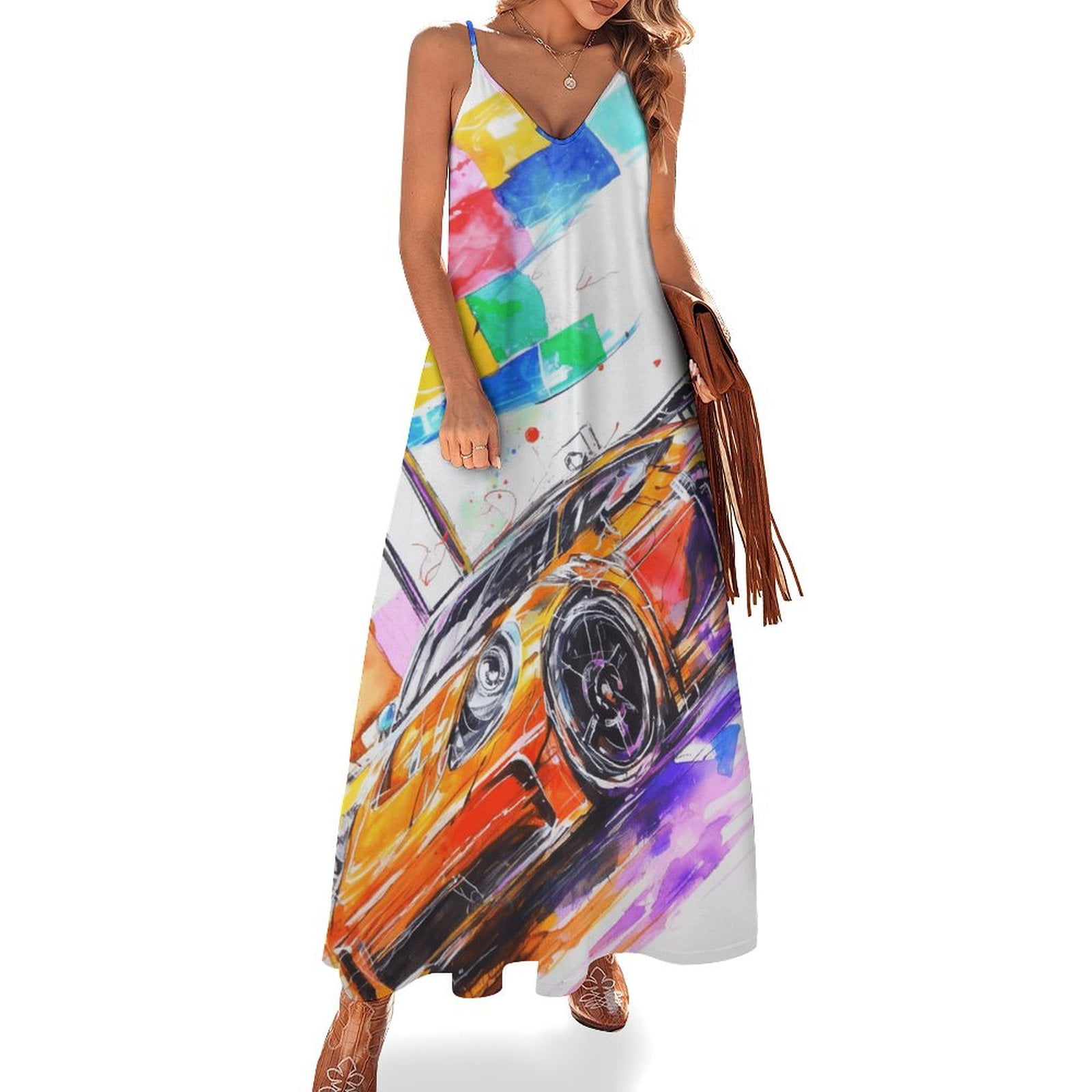 Racing And Flag Sleeveless Dress Women's Luxury Party Dress Birthday ...