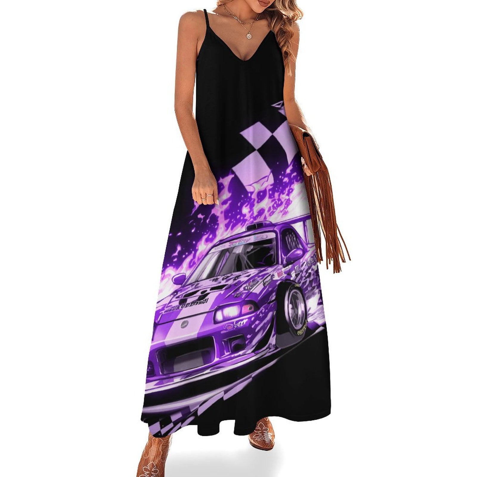 Racing And Flag Sleeveless Dress Women's Luxury Party Dress Birthday ...