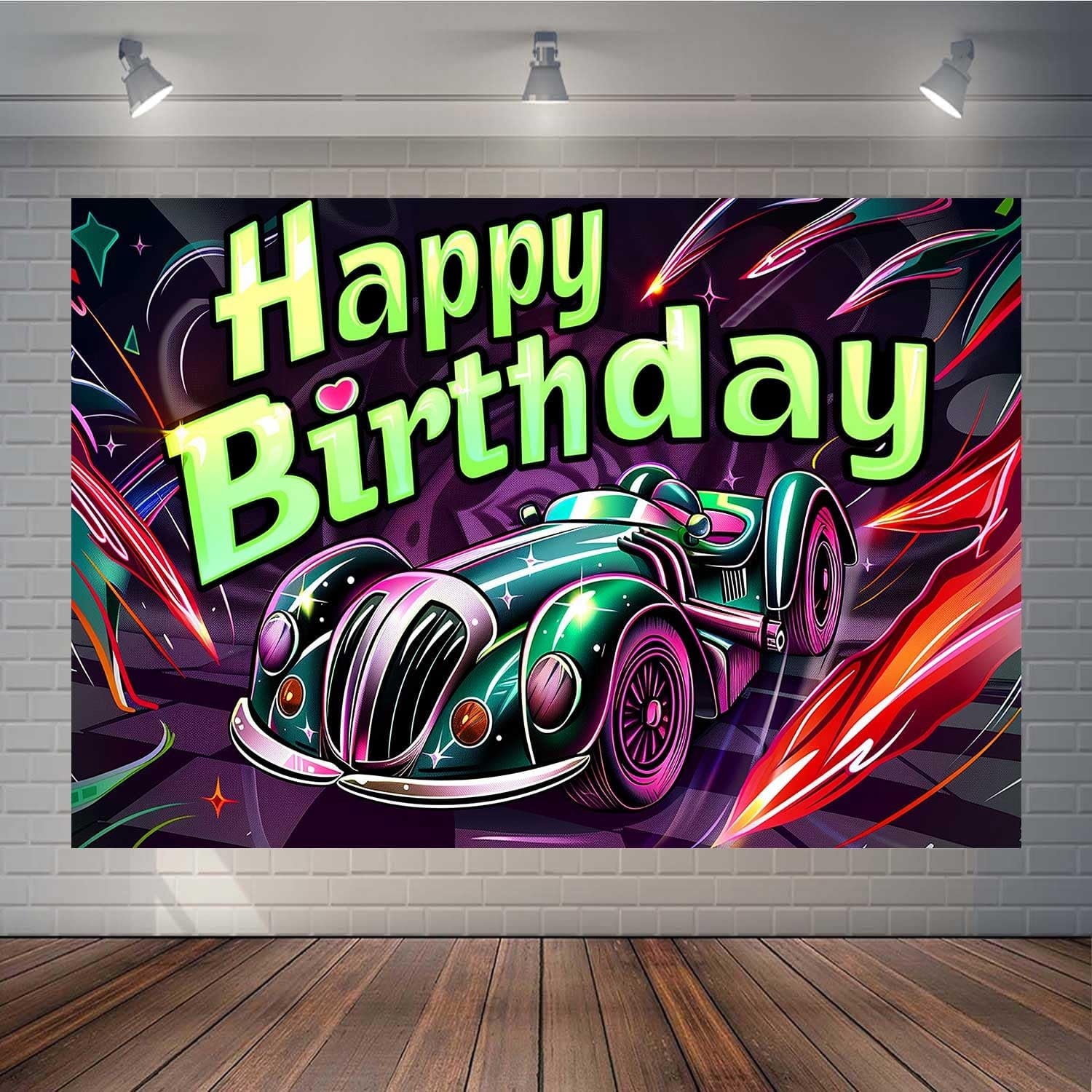 Racing Backdrop Fast Birthday Decorations Racing Car Theme Party Banner ...