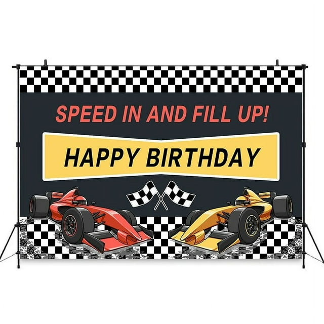 Racing Birthday Backdrop Race Car Happy Birthday Red Race Car Boy ...