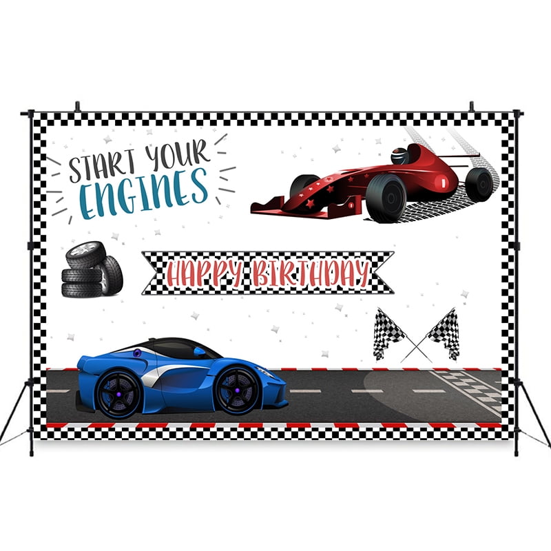 Racing Birthday Photography Backdrop Race Car Boy Children Happy ...