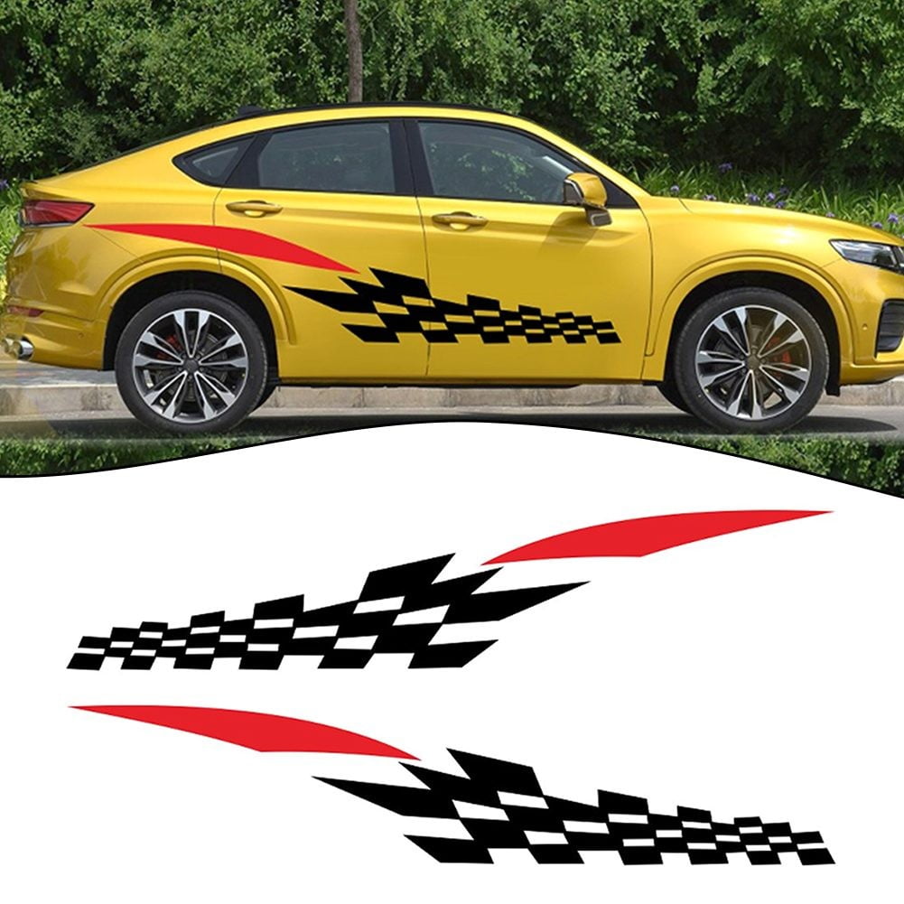 Racing Body Lattice Graphics Side Stripes Decal Vinyl Stickers for Car ...