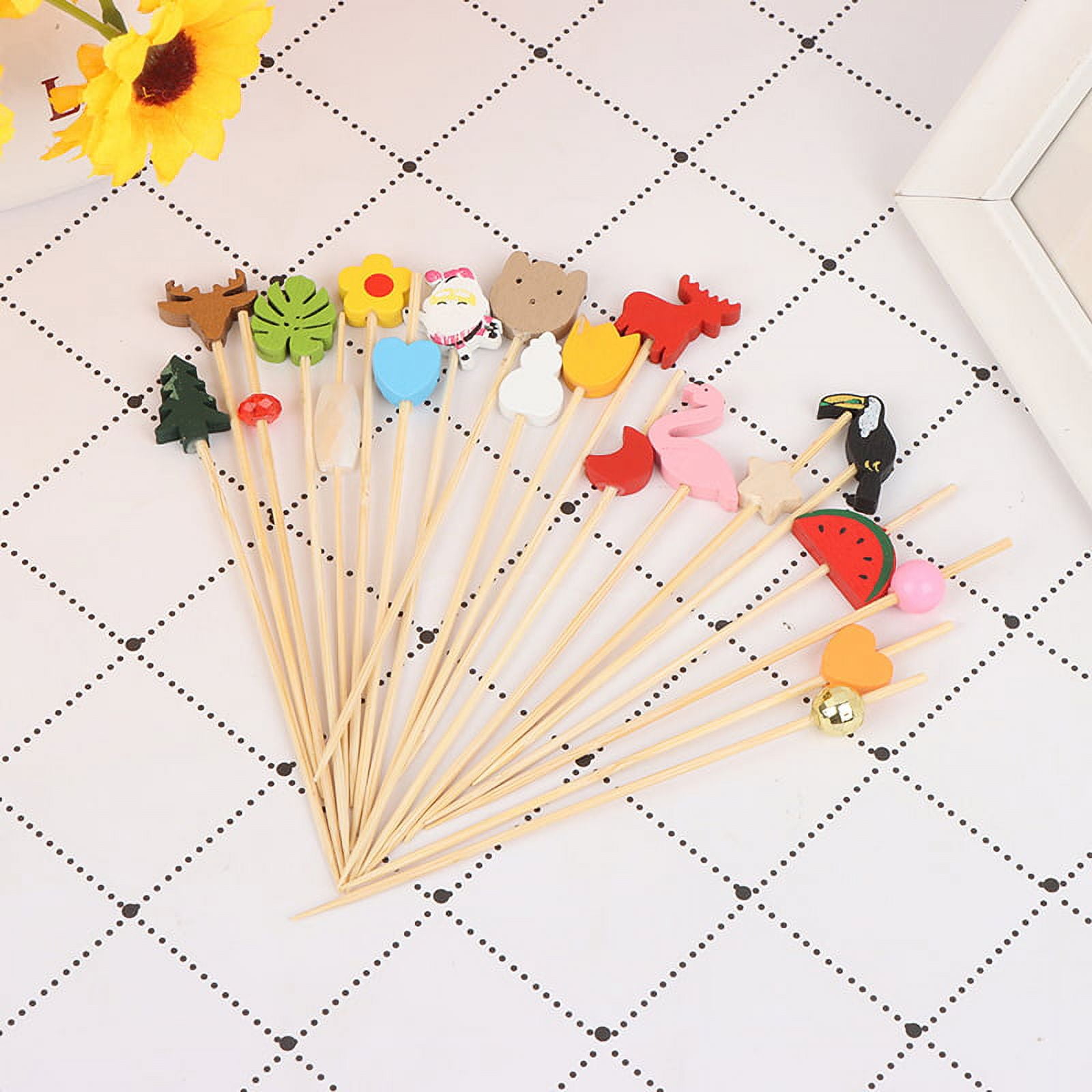 Racing Butterfly 100Pcs Mix Fruit Bamboo Pick Buffet Cactus leaves ...
