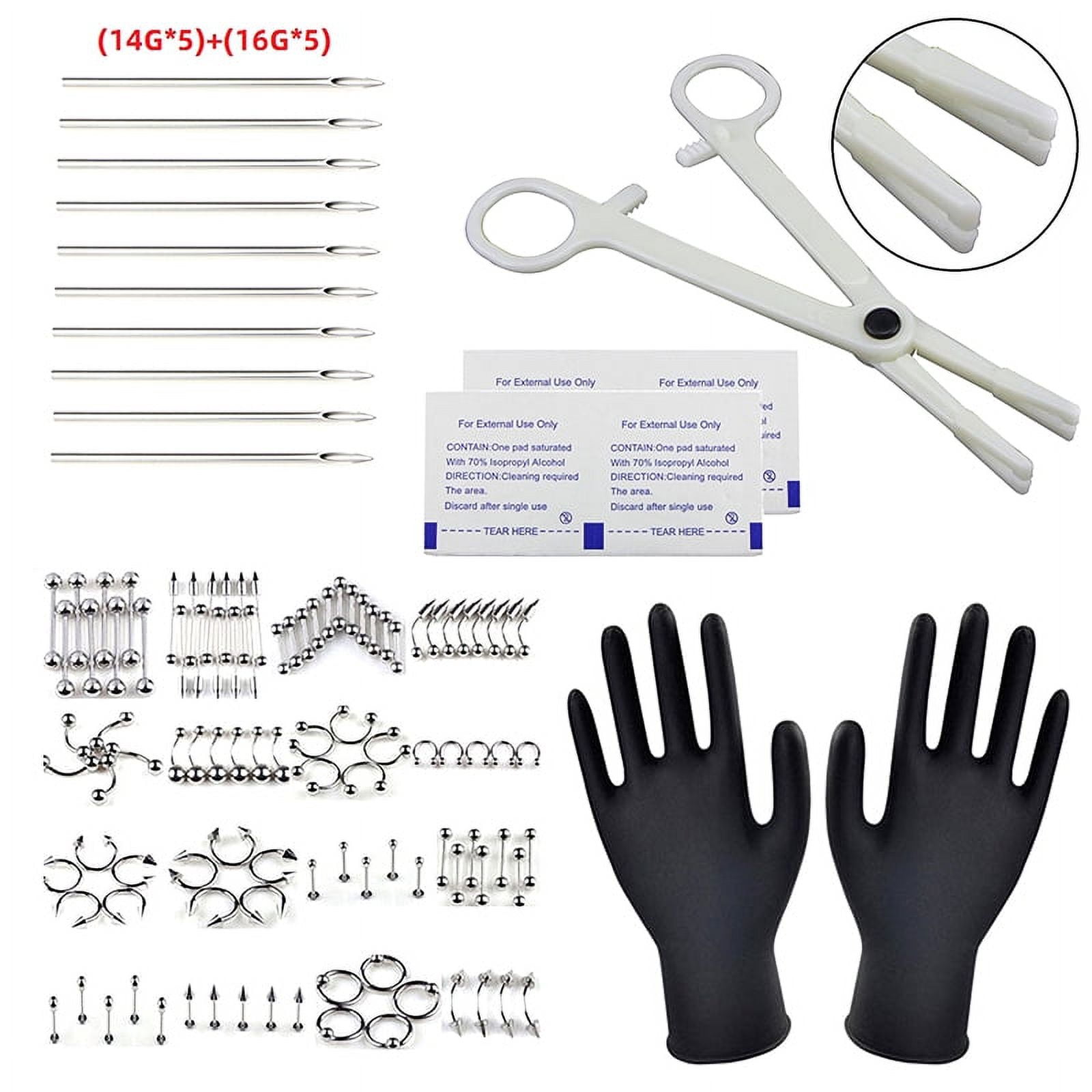 Racing Butterfly 102pcs Body Piercing Kit With Needle Pack Nose Septum Belly Button Piercing Tool Walmart