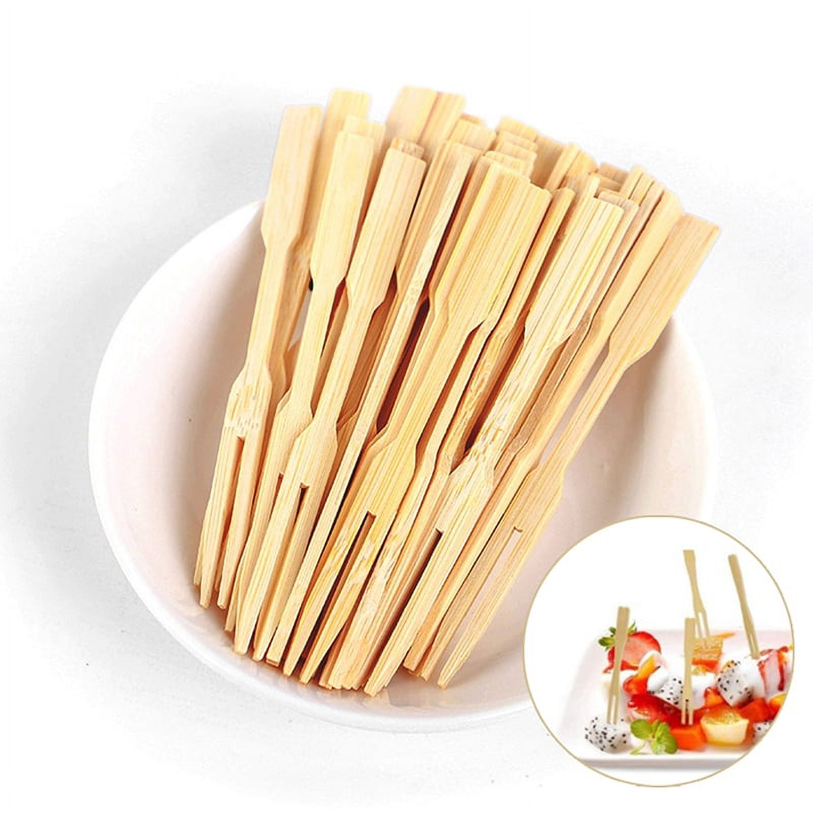 Racing Butterfly 50PCS Bamboo Disposable Wooden Fruit Fork Dessert ...