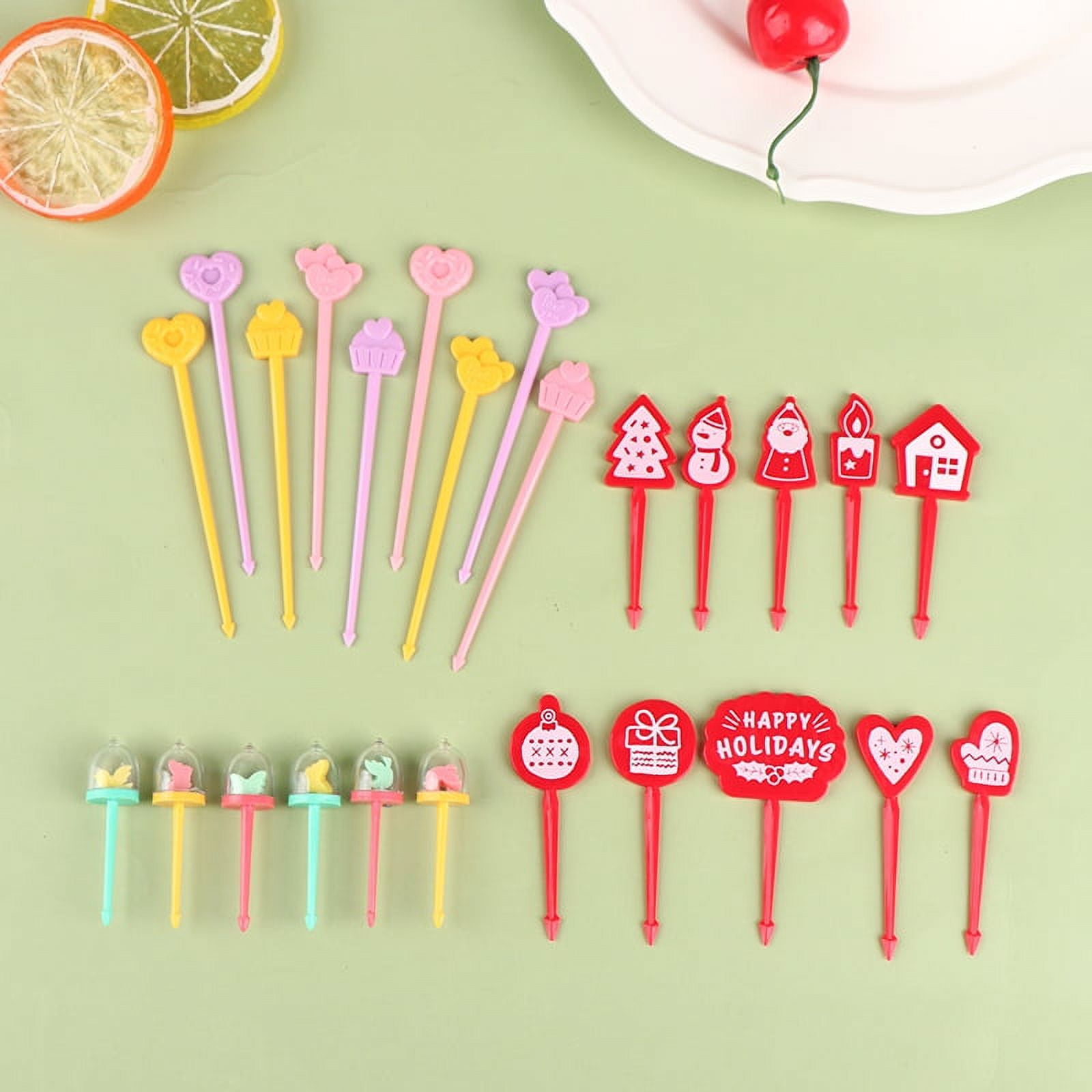 Racing Butterfly 5pcs/9pcs Mini Cartoon Christmas Fruit Fork Kids Snack ...