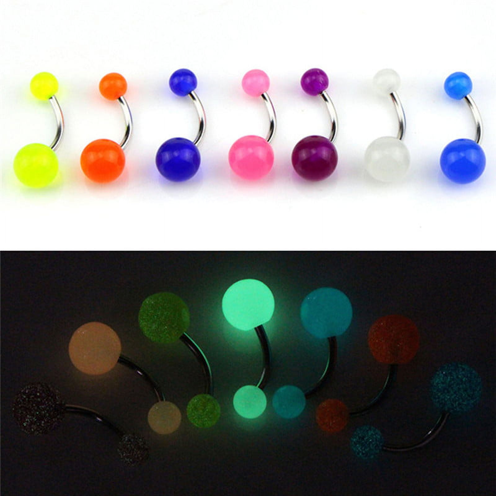 Racing Butterfly 7PCS/Set Glow In The Dark Belly Button Navel Bar Rings ...