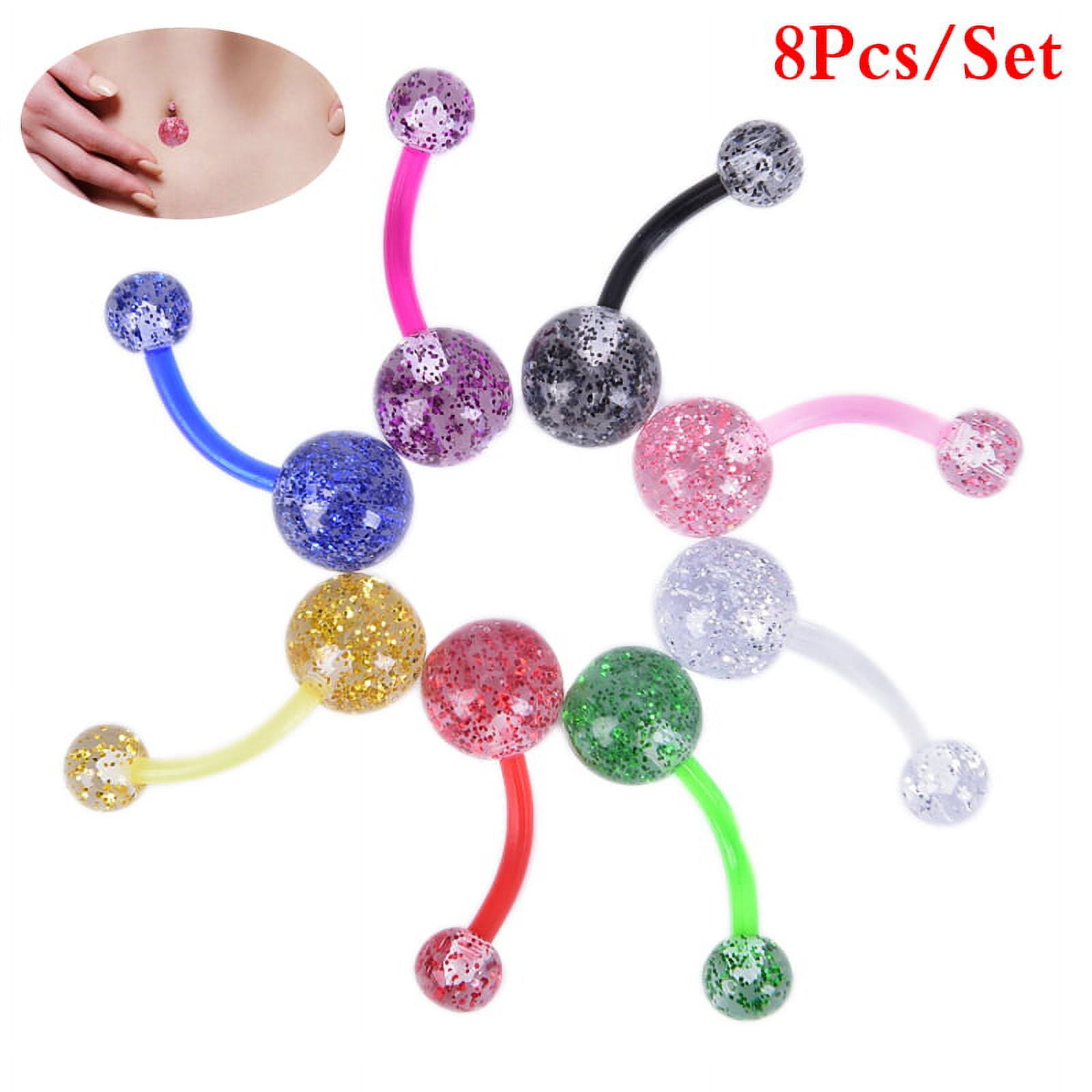 Racing Butterfly 8PCS Mix Acrylic Glitters Belly Button Navel Ring ...