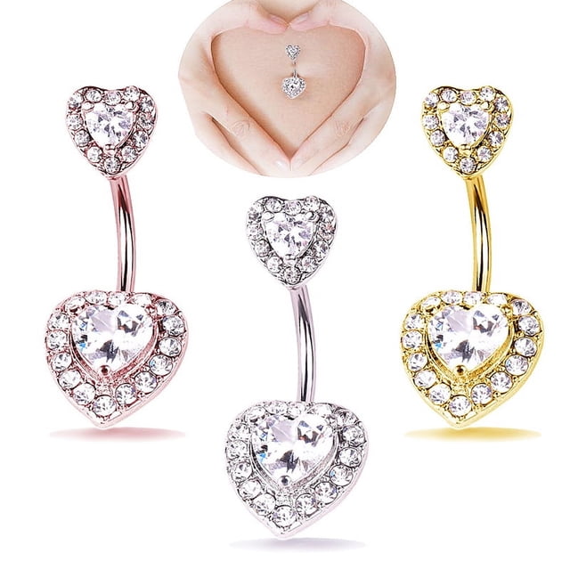 Racing Butterfly Crystal Heart Navel Belly Button Rings Barbell Navel ...