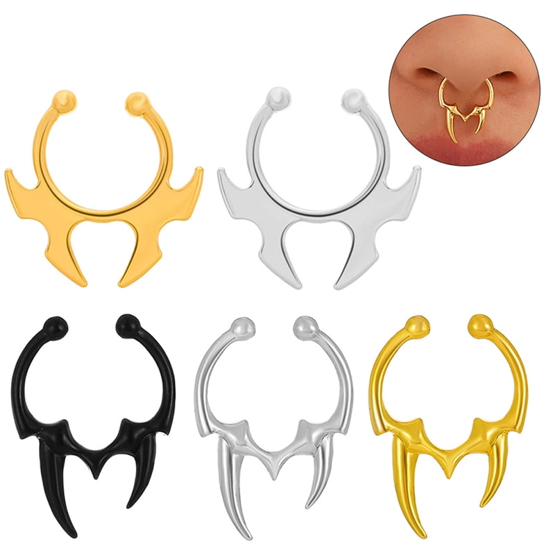 Racing Butterfly Gothic Horn Nose Clip Non Piercing Fake Nose Ring Non ...