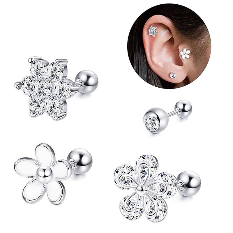 Racing Butterfly Piercing Ball Round Ear Stud Crystal Ear Cartilage ...
