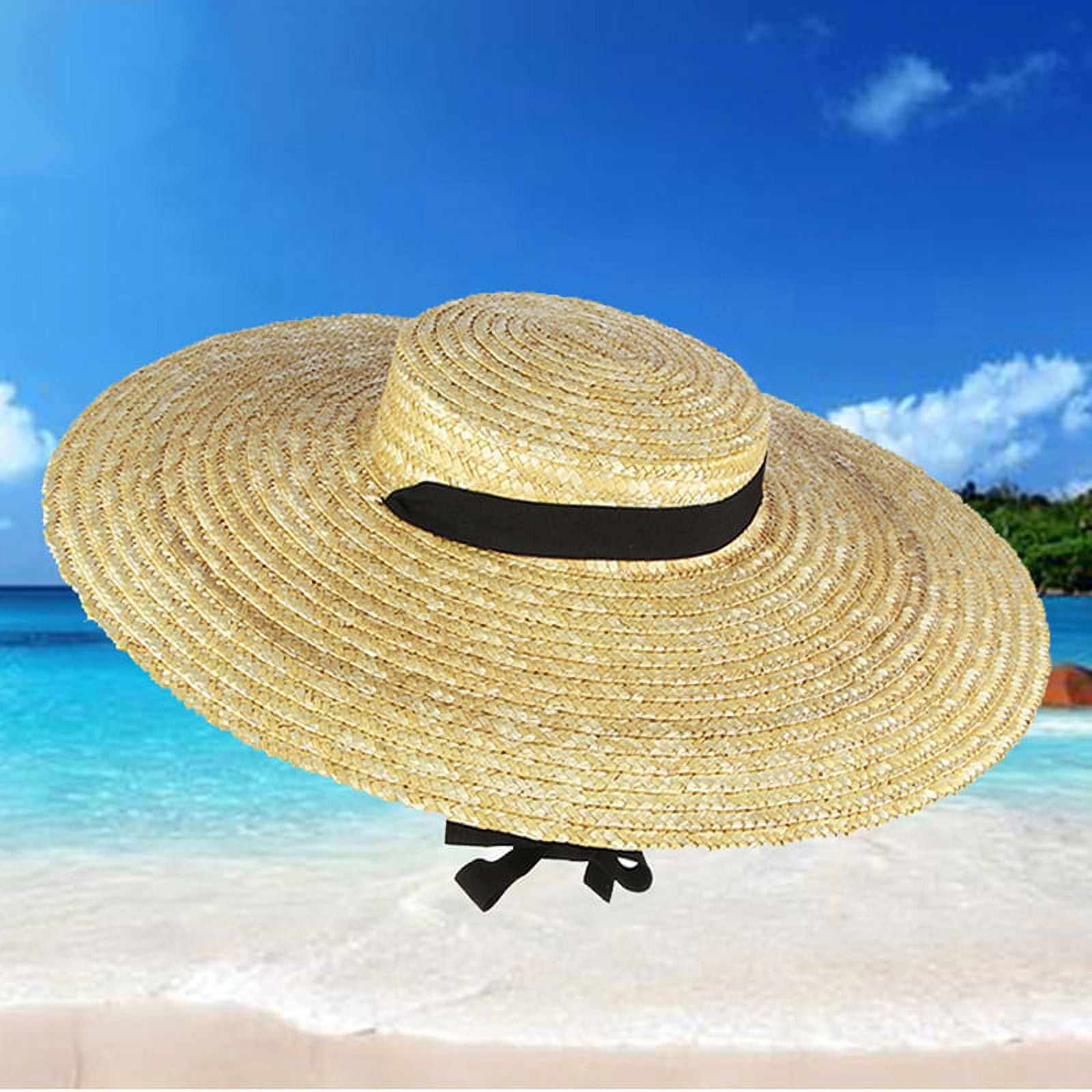 Racing Butterfly Wide Brim Straw Hat For Women Long Ribbon Ladies Beach ...