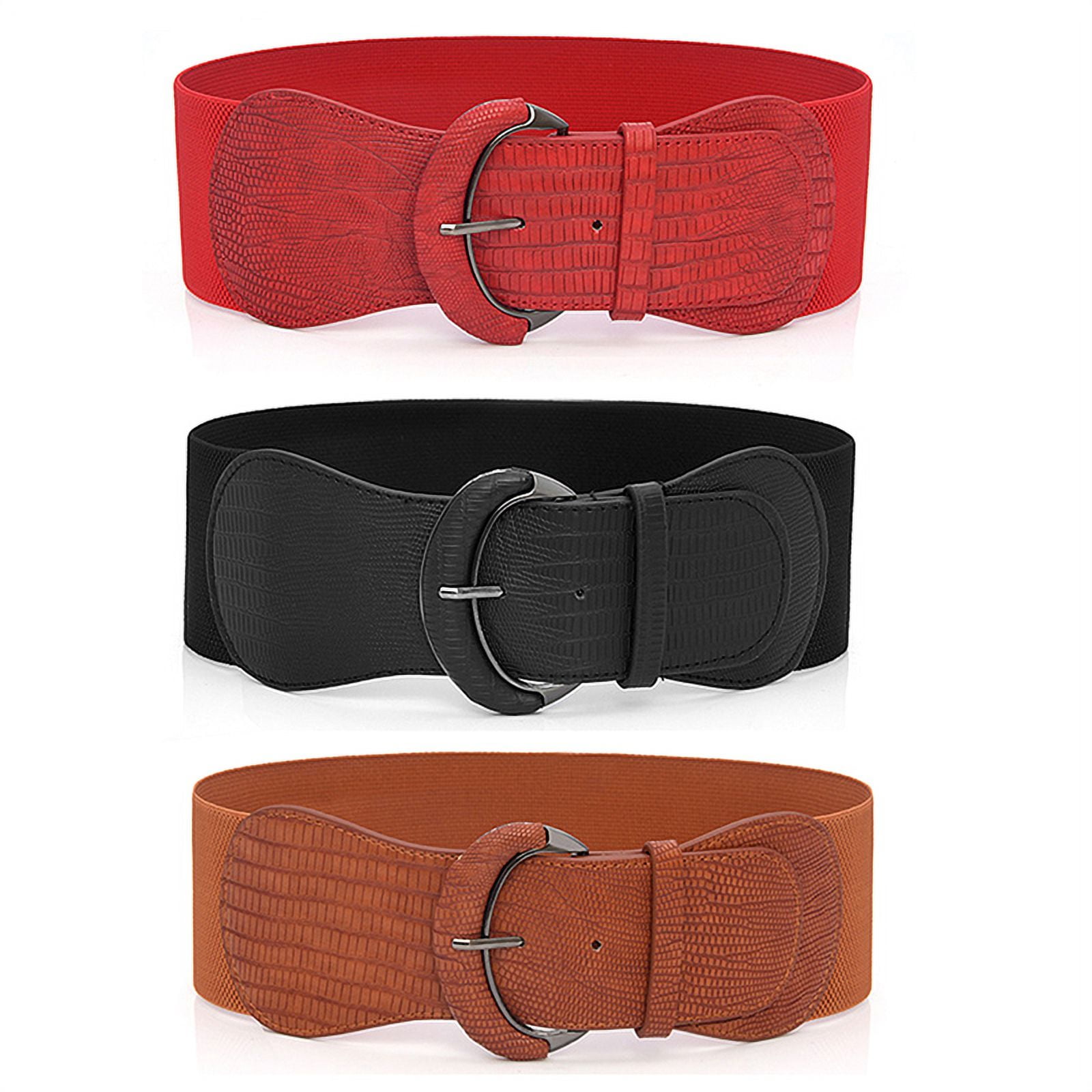 Racing Butterfly Womens Ladies Faux Leather Wide Stretch Elastic Buckle ...