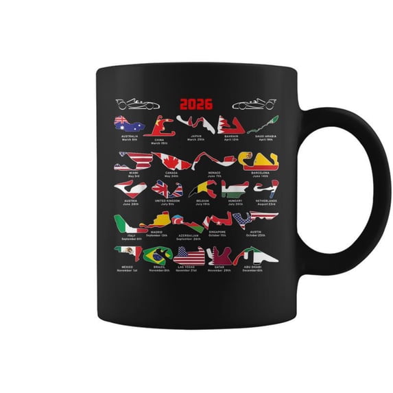 Racing Car 2026 Calendar Circuit Schedule Motorsport Race Coffee Mugs ...