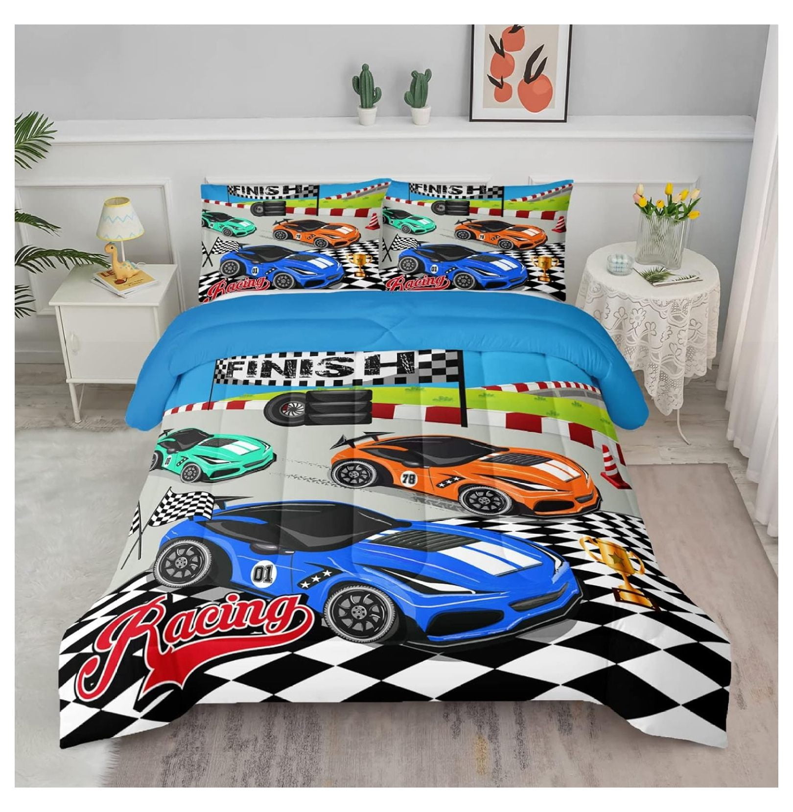 Racing Car Bedding Set Twin,Cool Speed Race Car Down Comforter for Kids ...