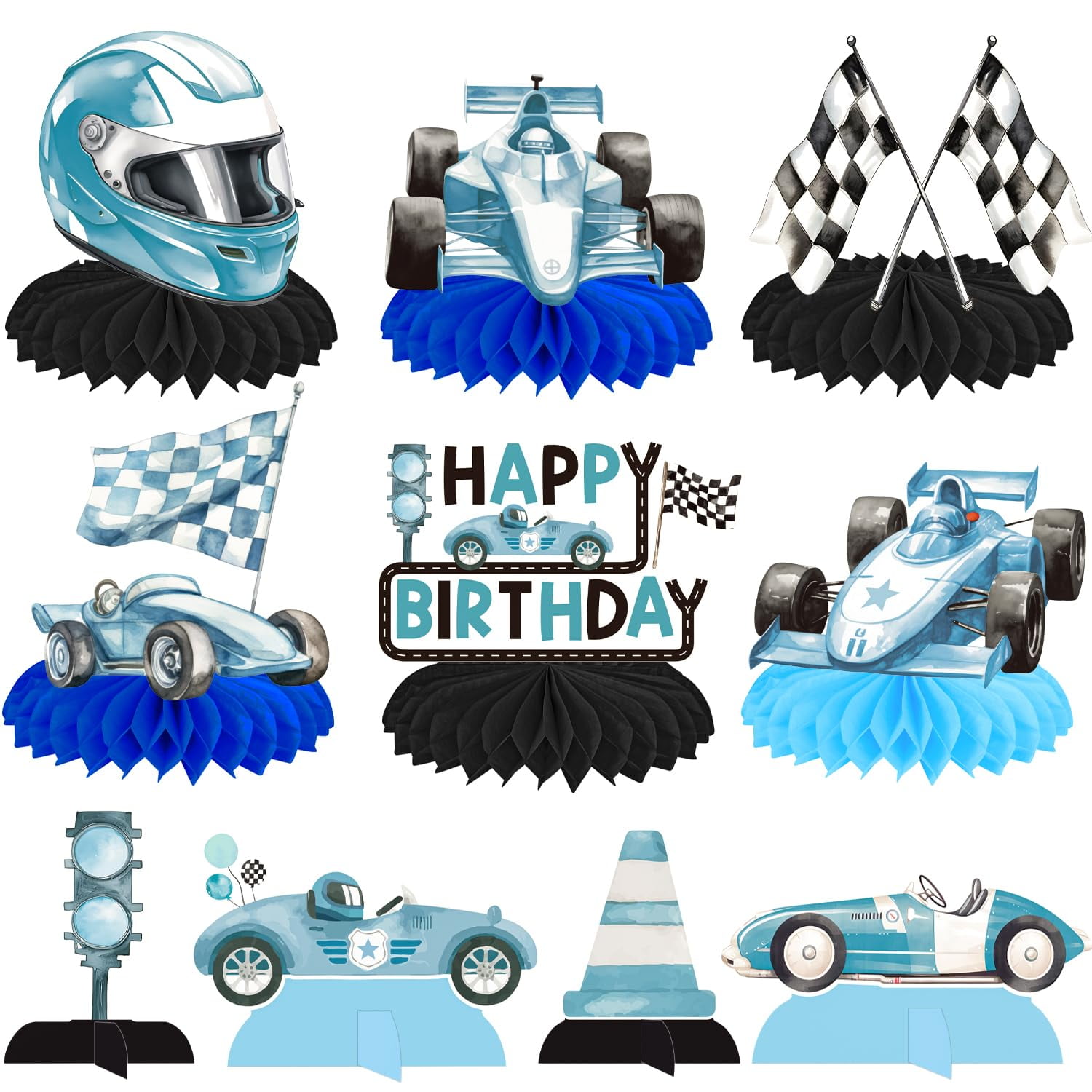 Racing Car Birthday Honeycomb Centerpieces 12Pcs AIS1 Race Car Party ...