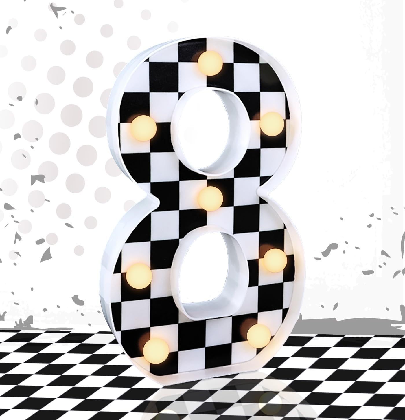 Racing Car Birthday Party Decoration LED Glowing Numbers Checkered ...