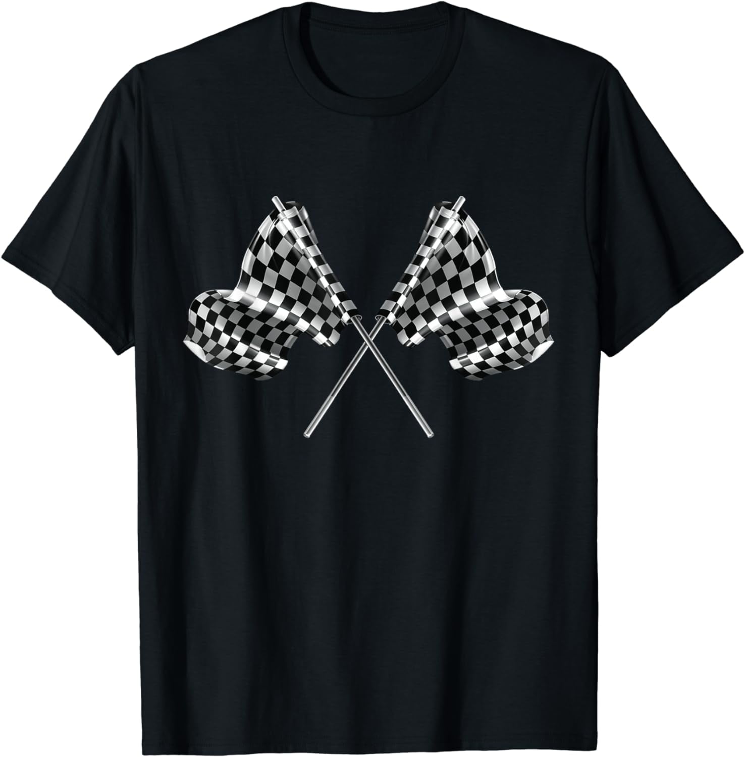 Racing Car Checkered Finish Line Flag Automobile Motor Race T-Shirt ...