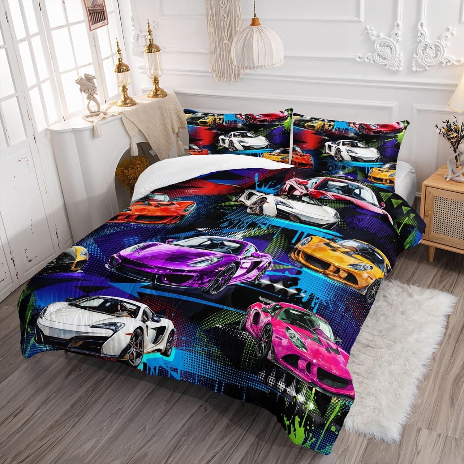 Racing Car Comforter Set for Kids Boys Teens Full Size, Extreme Sports ...