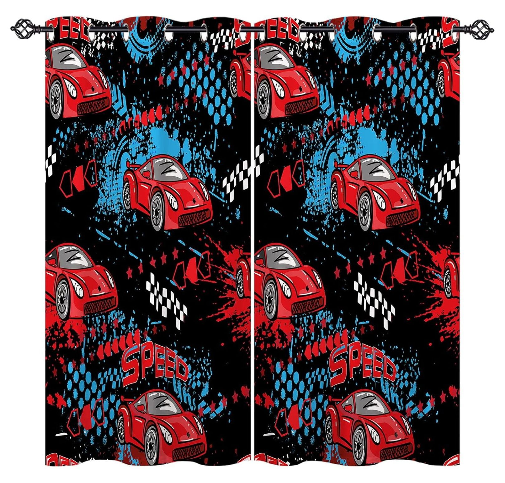 Racing Car Curtains Grommet Decorative Curtains with Extreme Sports ...