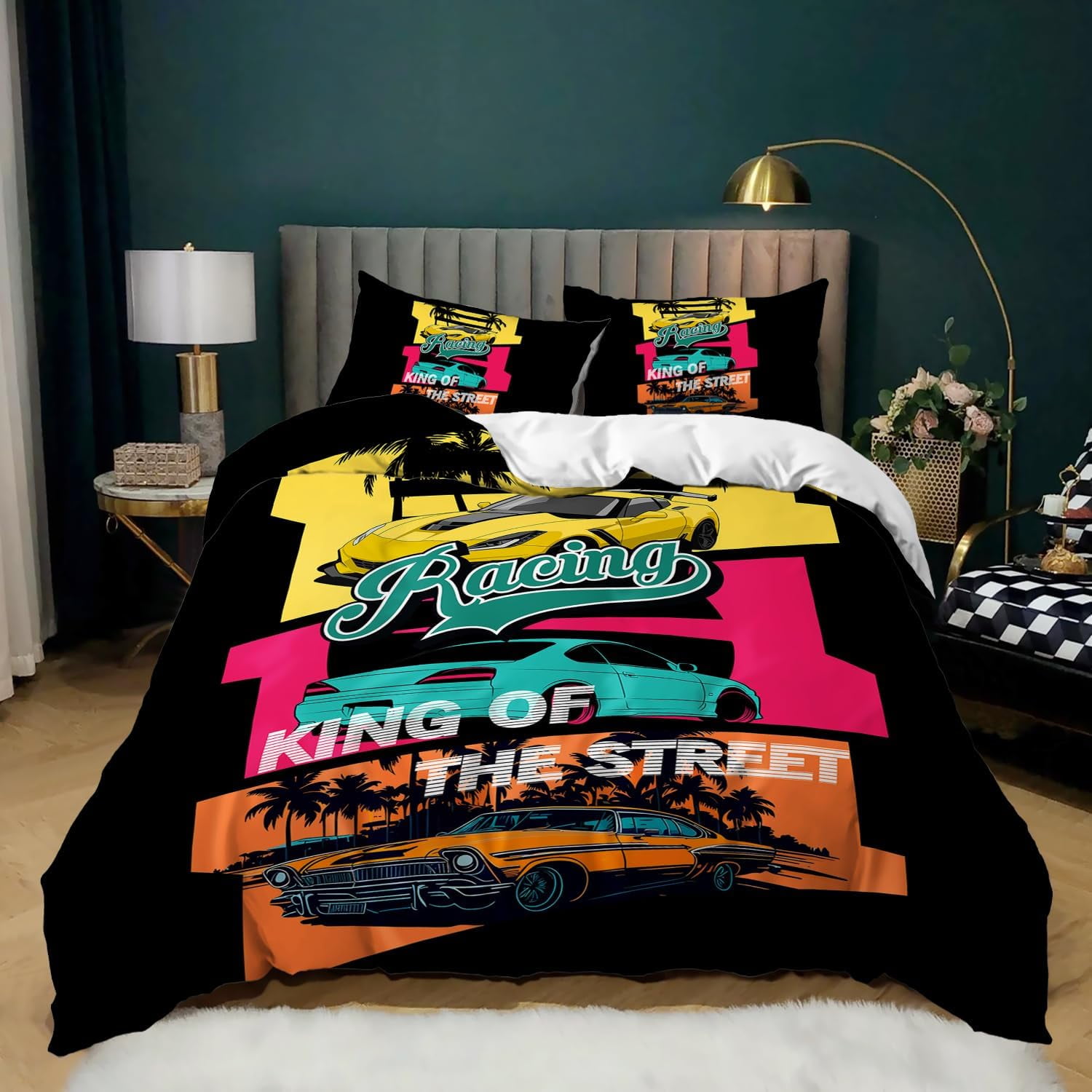 Racing Car Duvet Cover Set for Boys, Sports Car Bedding Set,Extreme ...