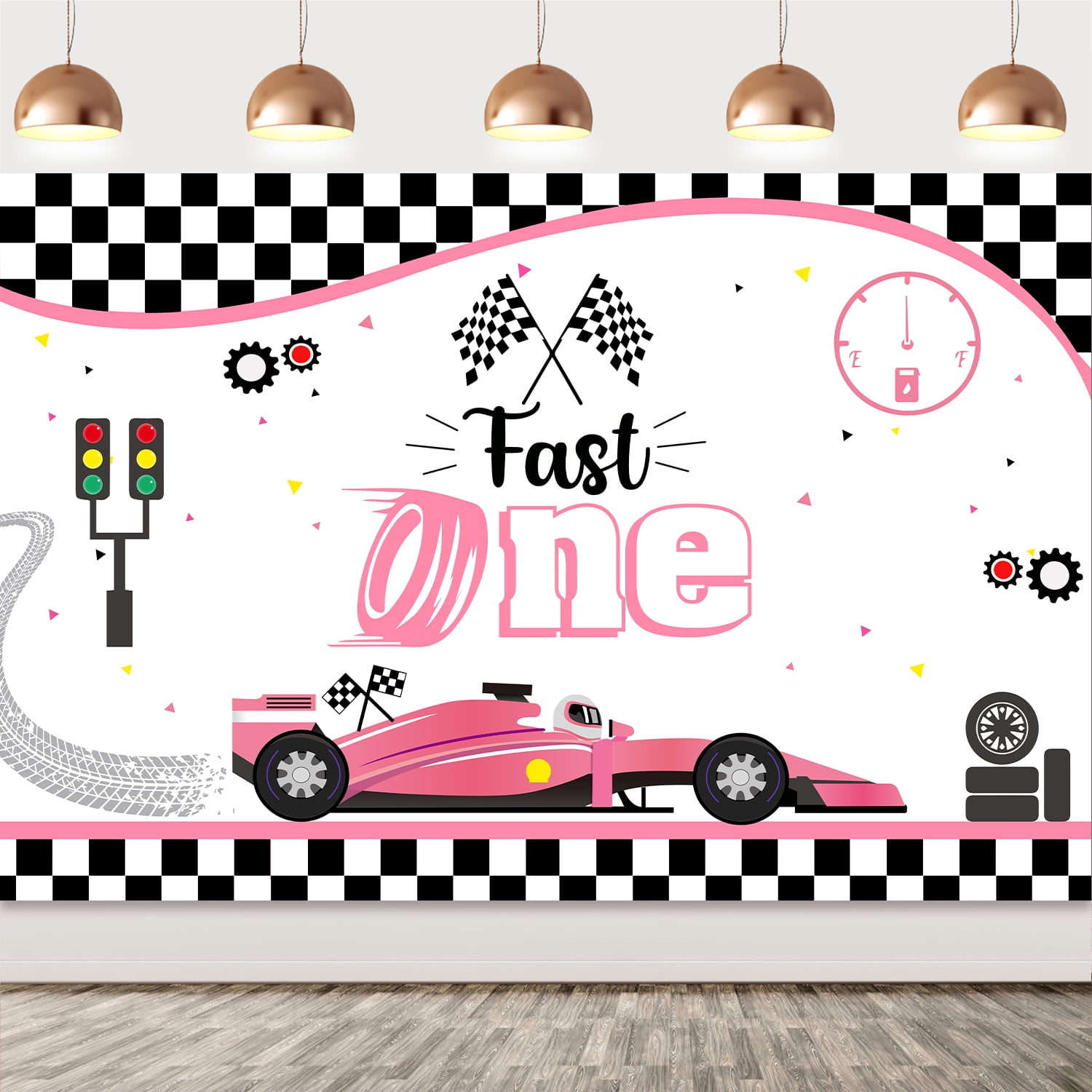 Racing Car Fast One 1st Birthday Party Decorations for Girls, Pink Fast ...