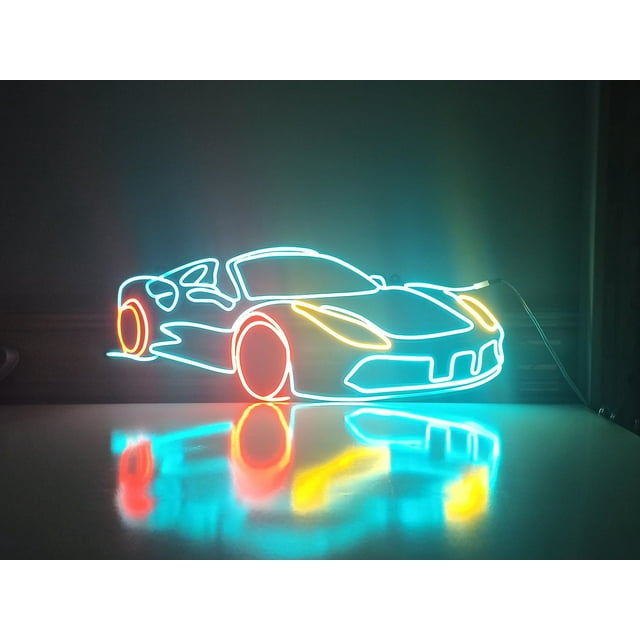 Racing Car Led Neon Sign, Garage Wall Decor, Sport Car Led Sign, Car ...