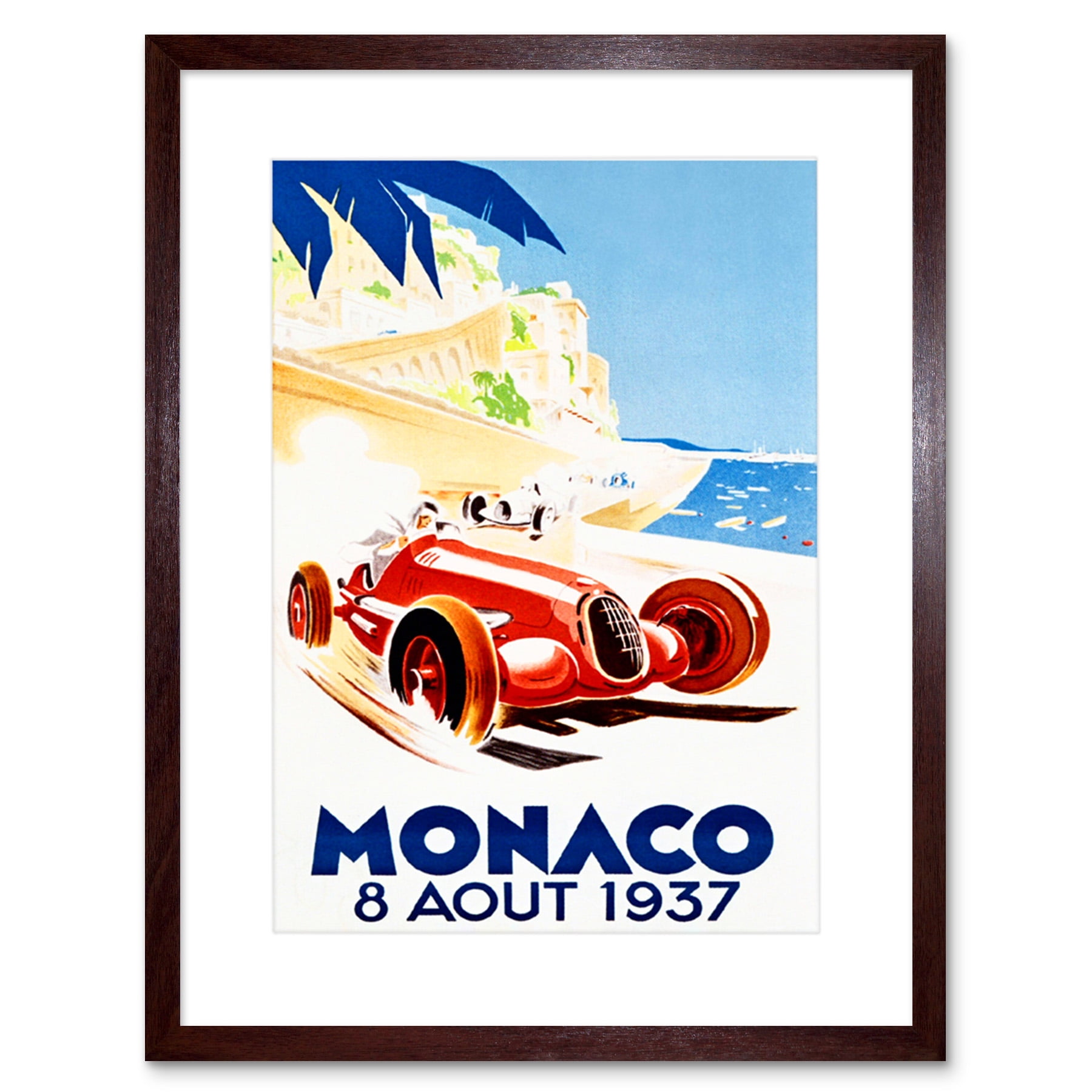 Racing Car Monaco 1937 Grand Prix Artwork Framed Wall Art Print 9X7 ...