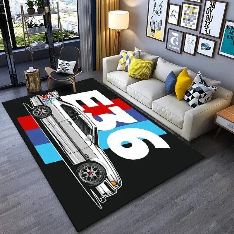 Racing Car Pattern Carpet for Man Cave Bedroom Living Room Home Sofa ...