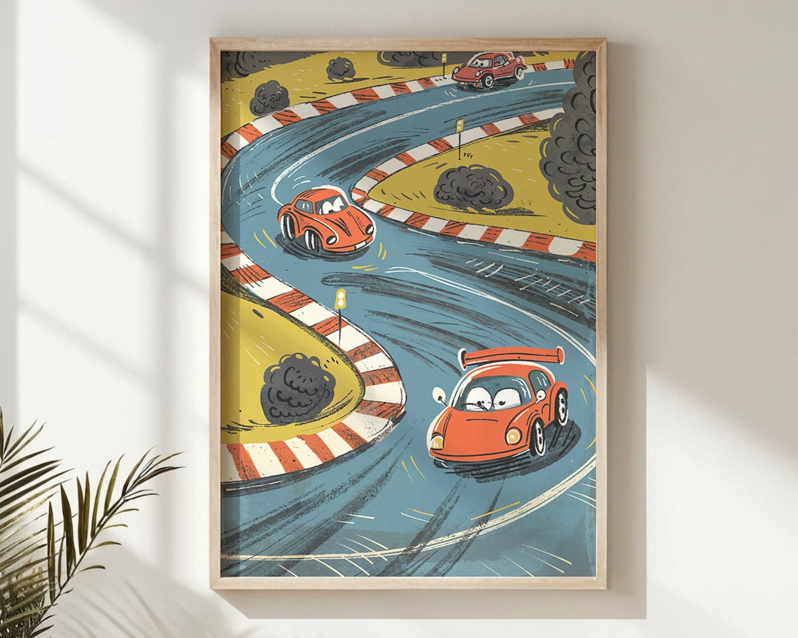 Racing Car Print, Boys Room Decor Nursery Wall Art Kids Posters Gift ...