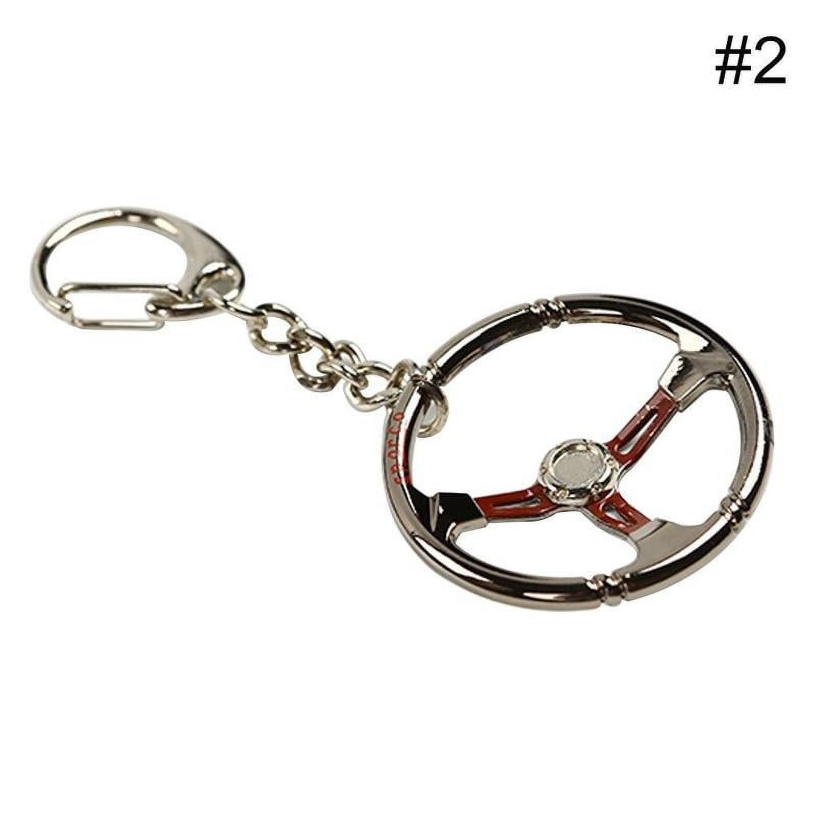 Racing Car Steering Wheel Shape Key Chain Ring Keyring Key Decor Fob ...