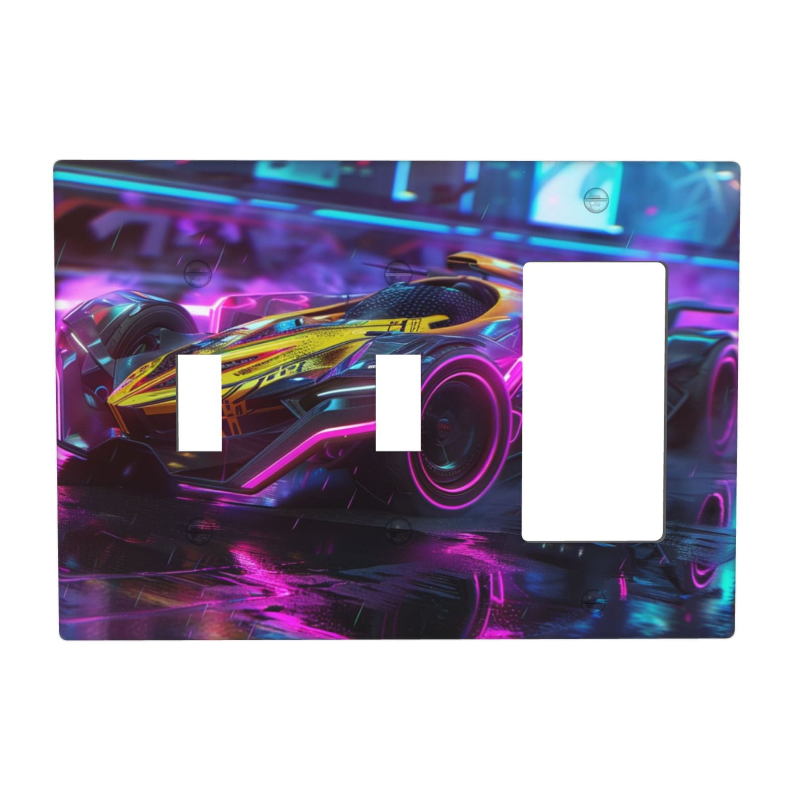 Racing Car Switch Cover Decorative Wall Plate 3-Gang 2-Toggle 1-Decor ...