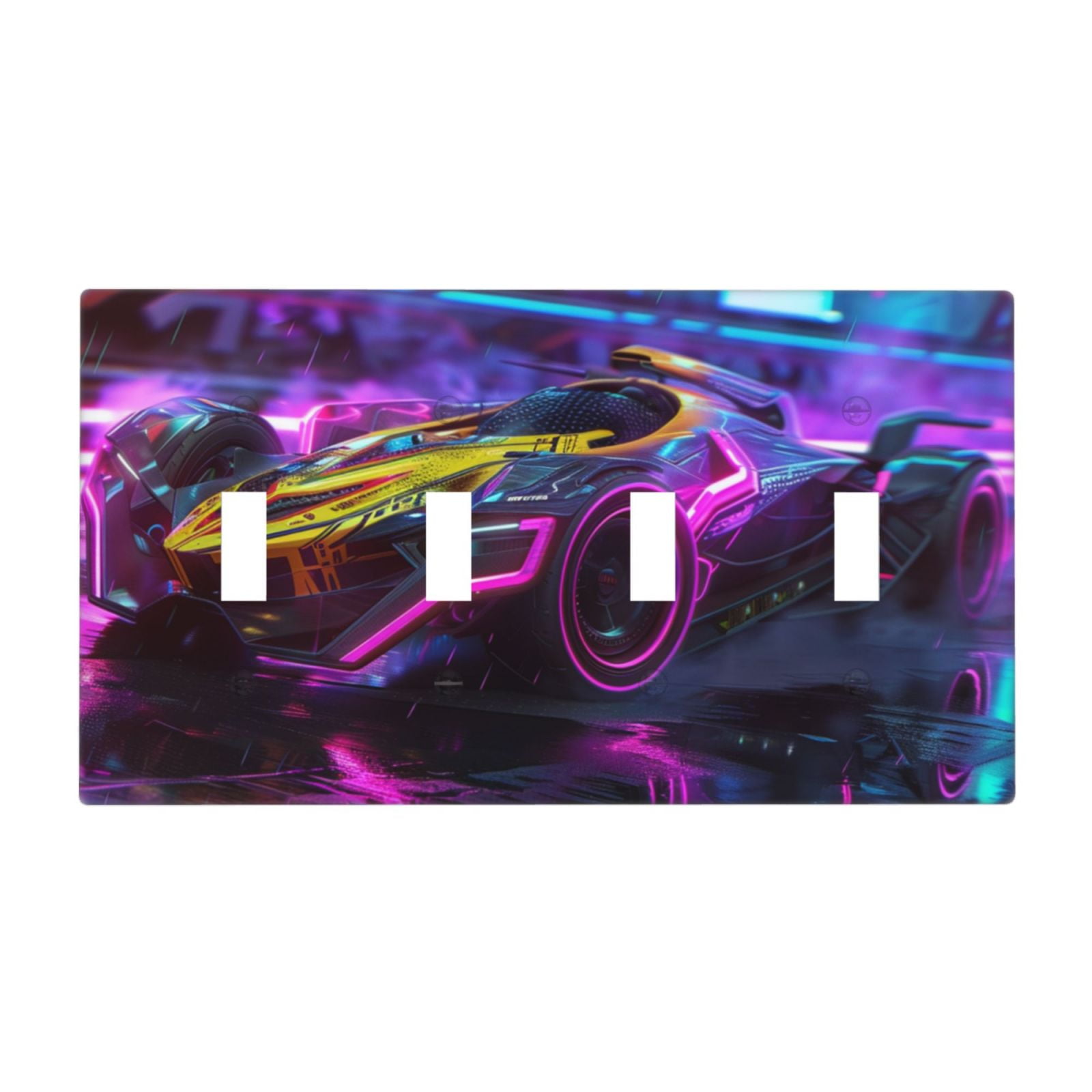 Racing Car Switch Cover Decorative Wall Plate / 4-Gang 4-Toggle ...