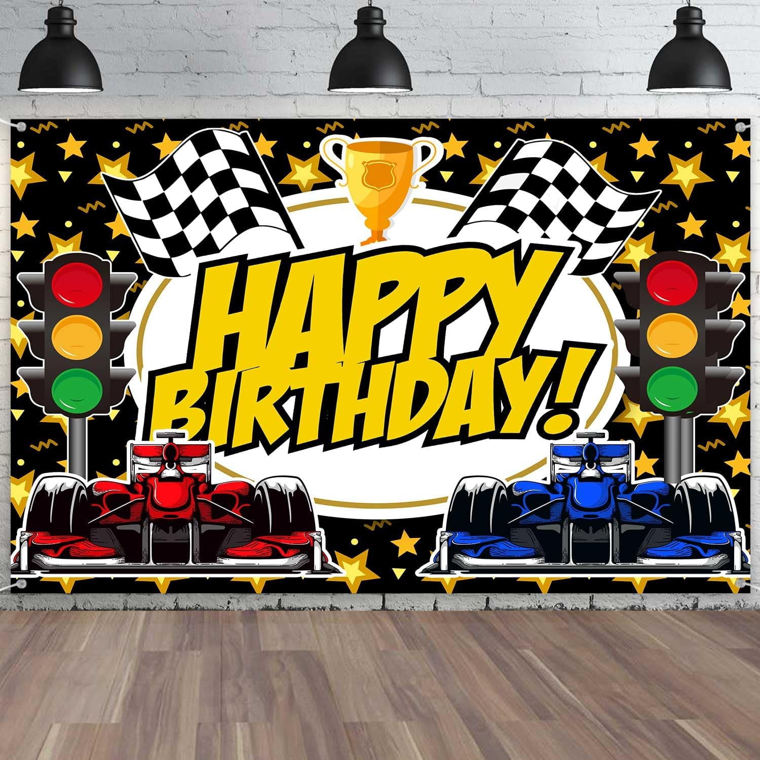Racing Car Theme Background Race Car Fast Winner Game Party Decor ...