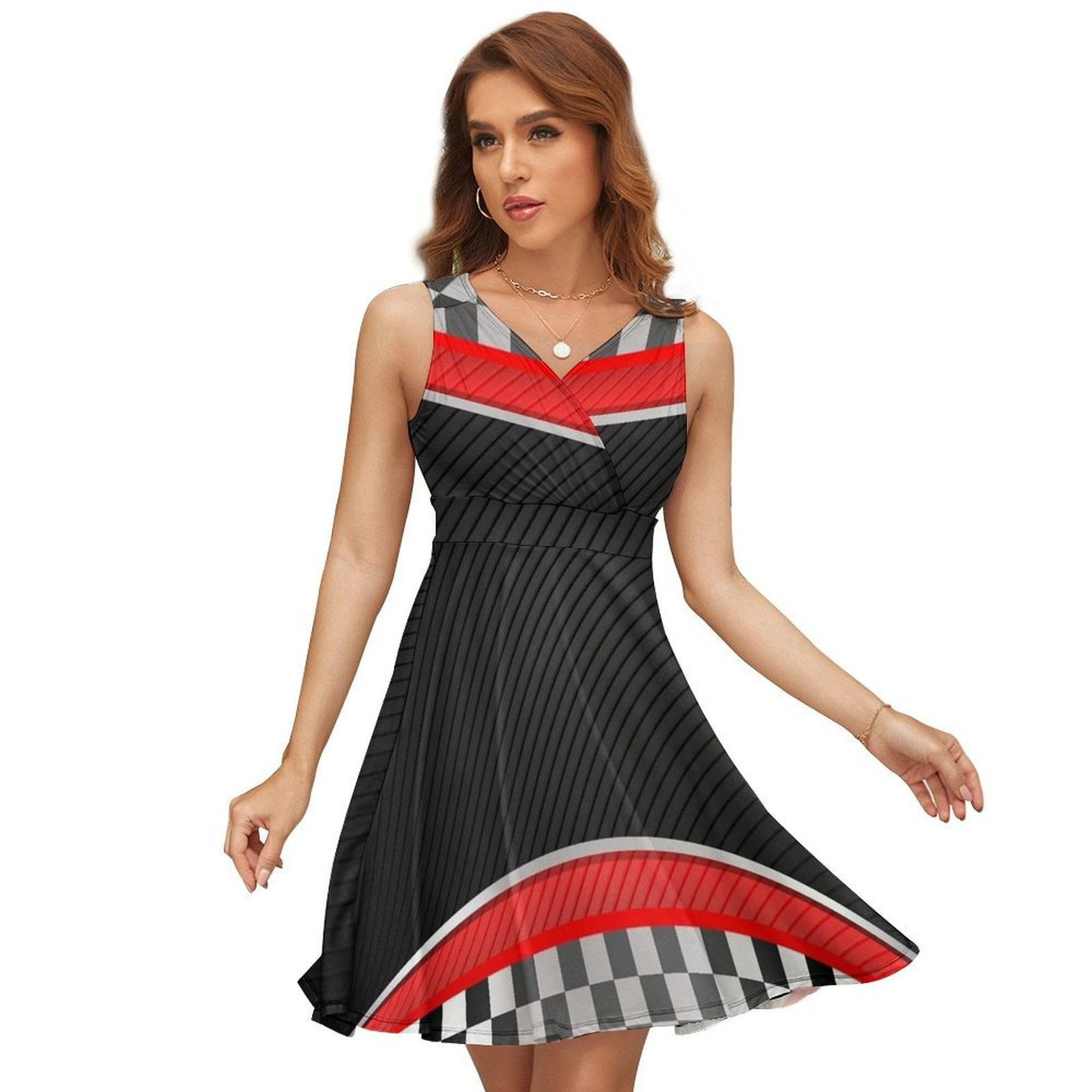 Racing Car Theme Dress Fashion Beach Long Dresses Female Party Printed ...