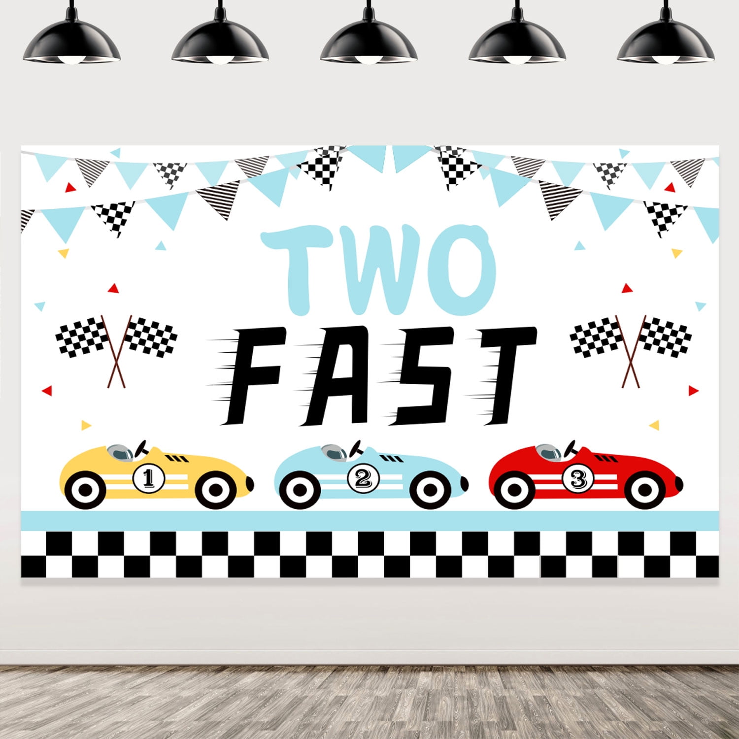 Racing Car Two Fast Party Supplies Backdrop, Racing Car Backdrop, Two ...