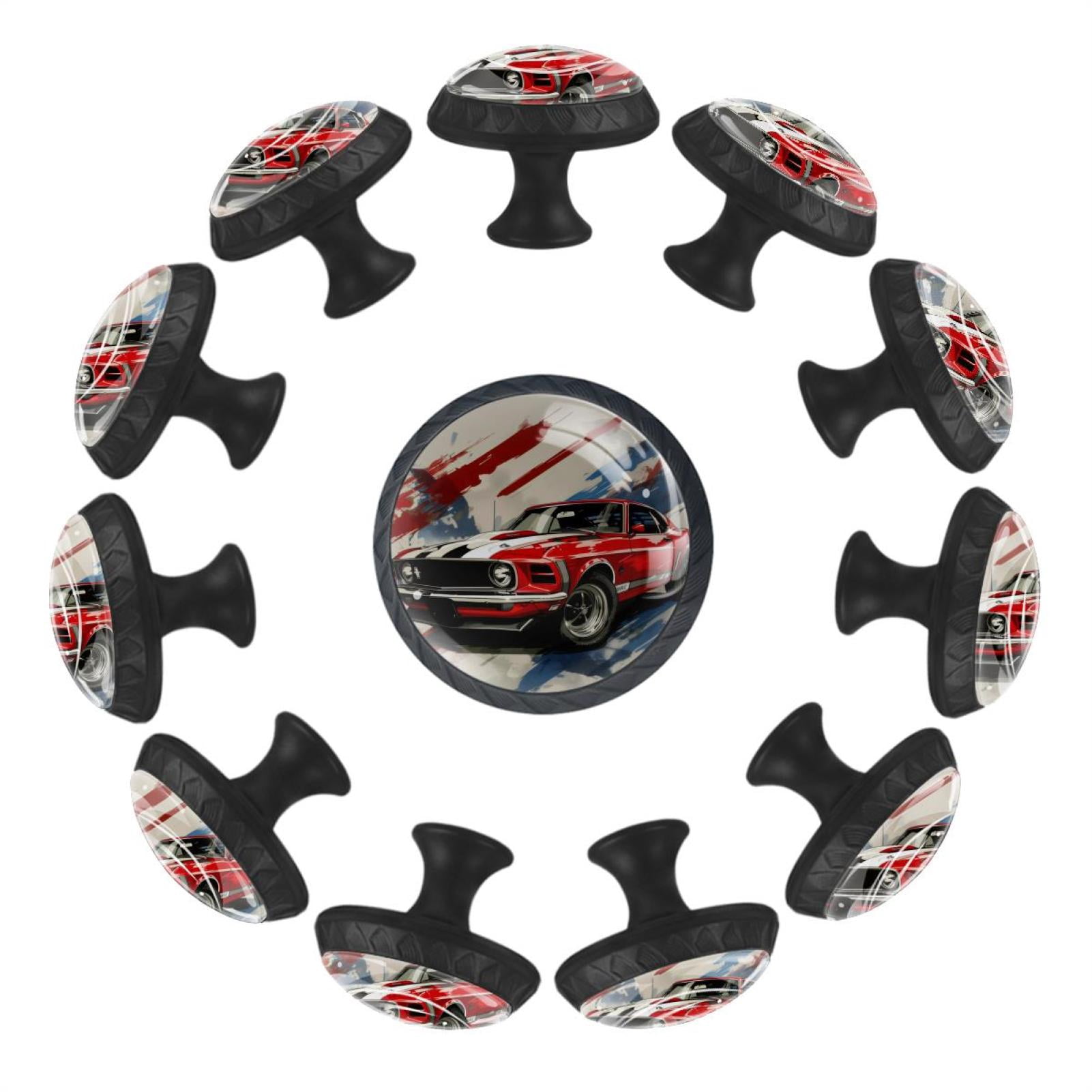 Racing Car Vintage Pattern 35MM Round Glass Cabinet Knobs, Kitchen ...