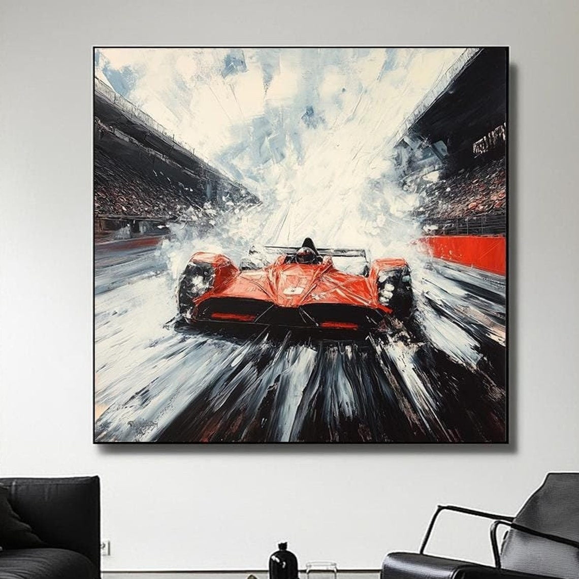 Racing Carracing Car Acrylic Art, Racing Car Abstract Painting, Racing ...
