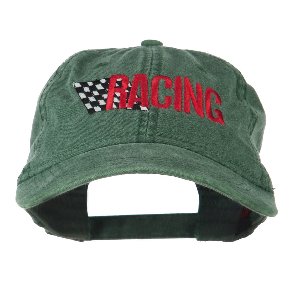 Racing Checkered Flag Embroidered Cap - Dark Green OSFM - Walmart.com