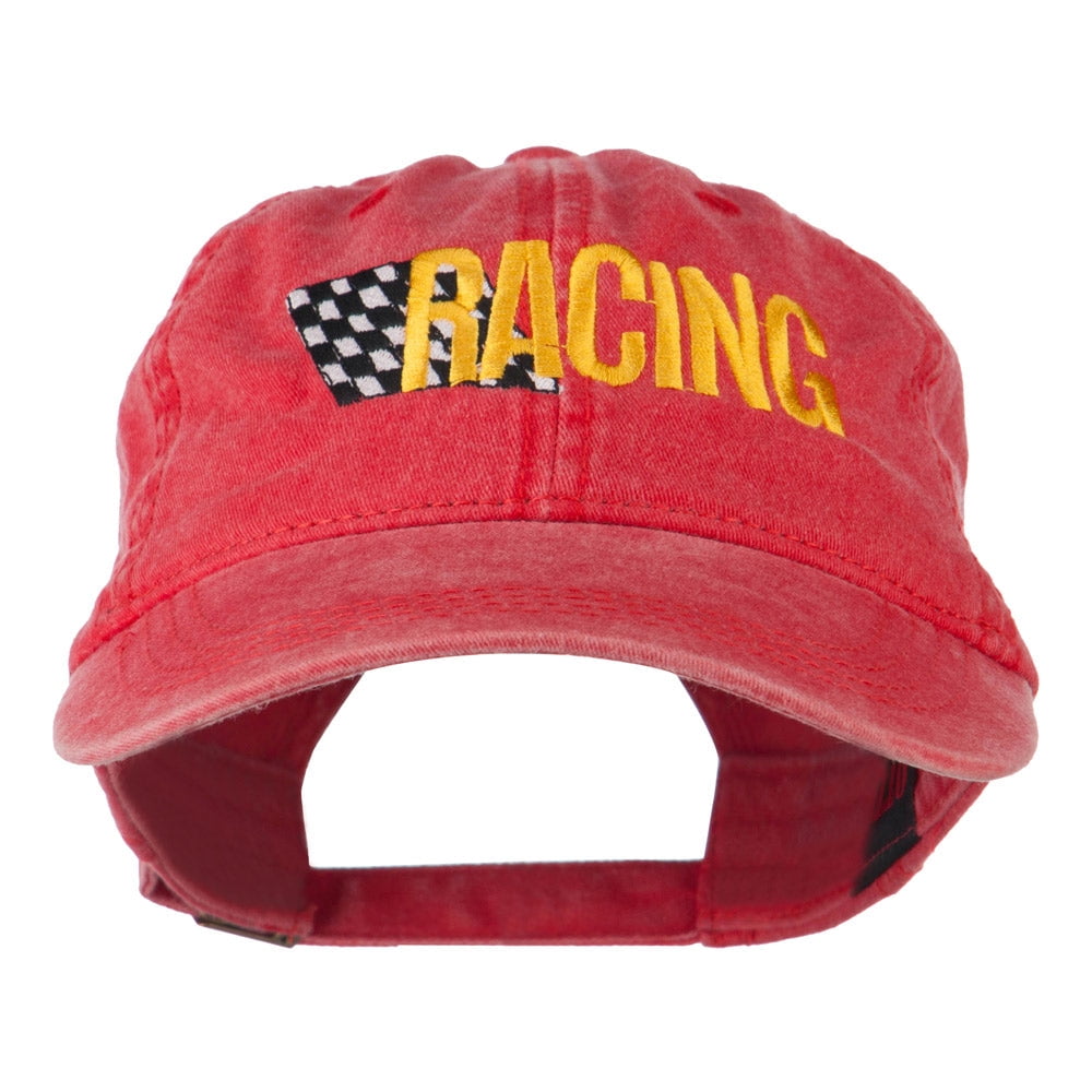 Racing Checkered Flag Embroidered Cap - Red OSFM - Walmart.com