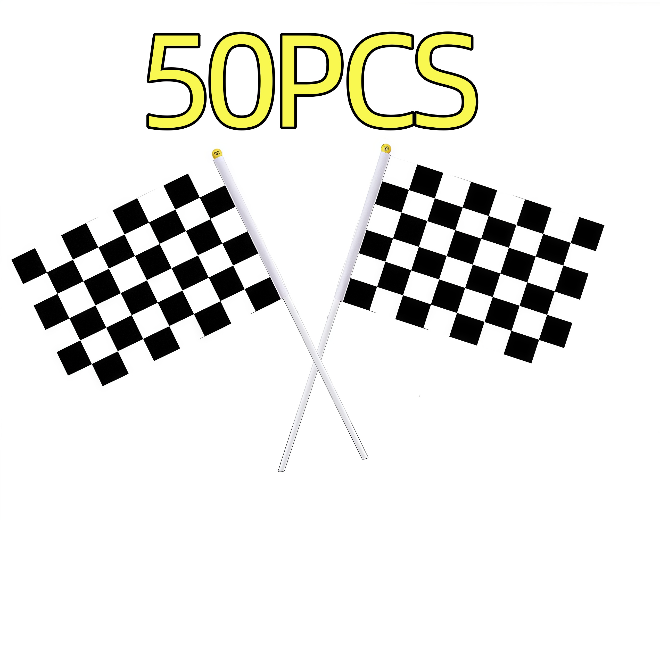 Racing Checkered Flag on Plastic Stick,Hand Stick Flag,50 Pack Racing ...