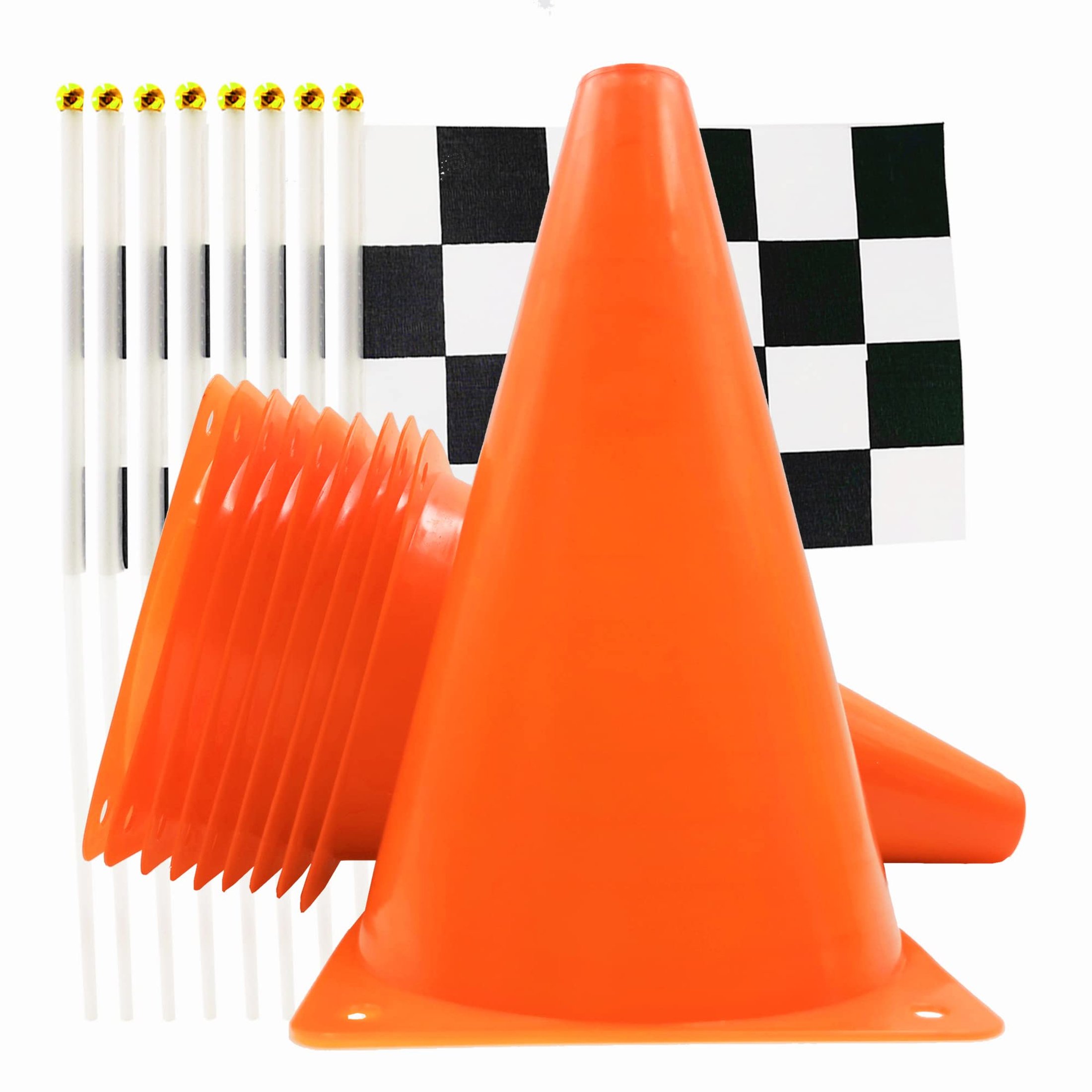 Racing Cones & Flags Party Pack - 7inch & 11inch Safety Cones for Race ...