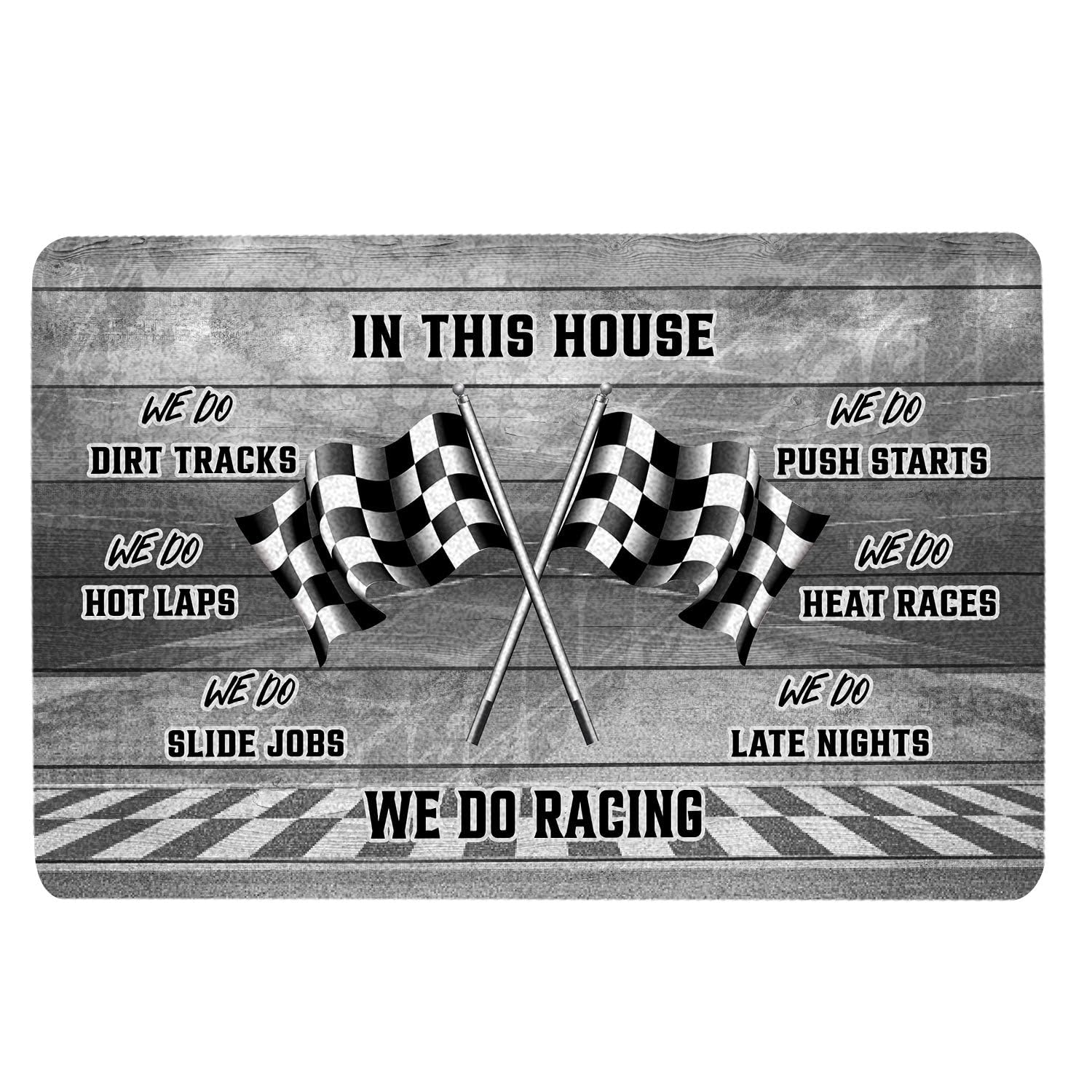 Racing Door Mat in This House We Do Racing Checkered Flag Gift for Race ...