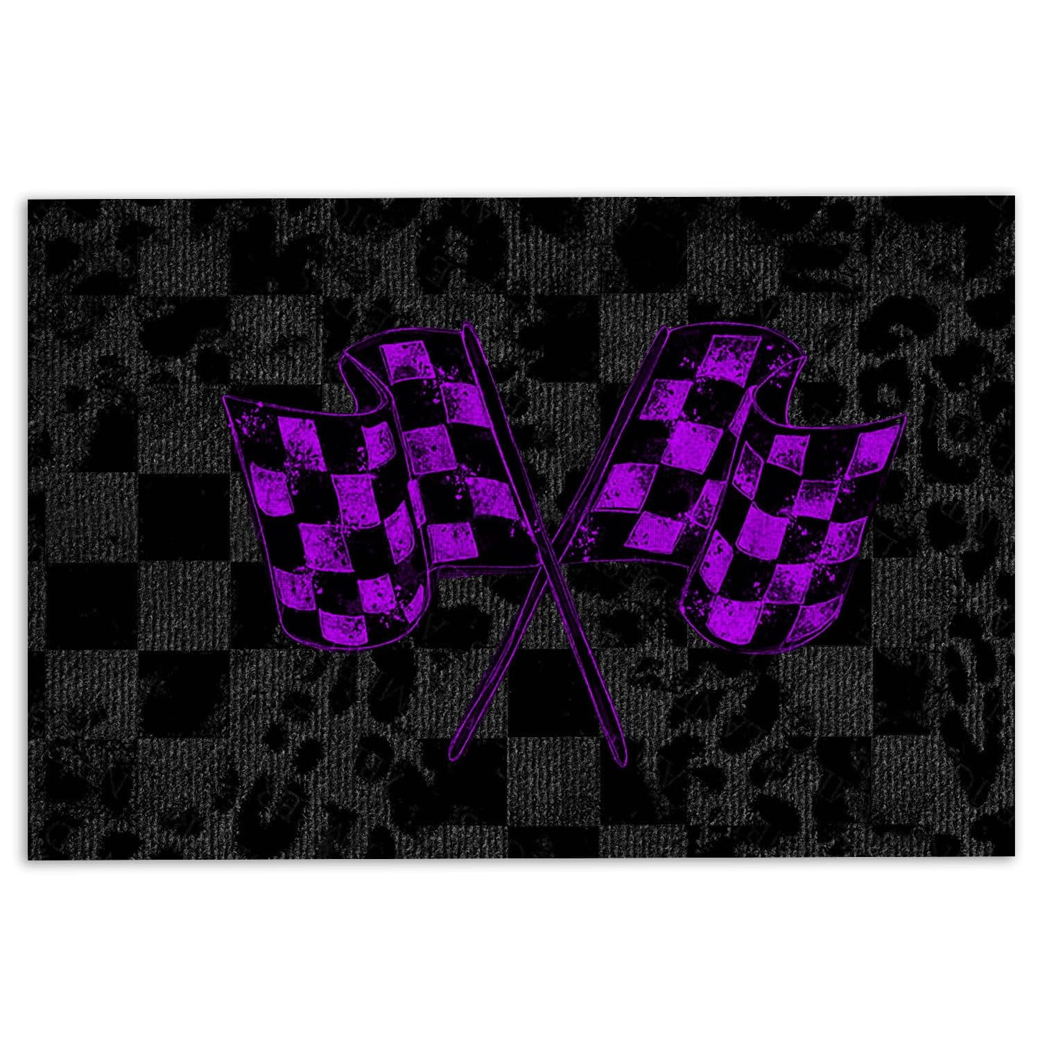 Racing Door Mat Racing Purple Checkered Flag Crossed Motorsport Car ...